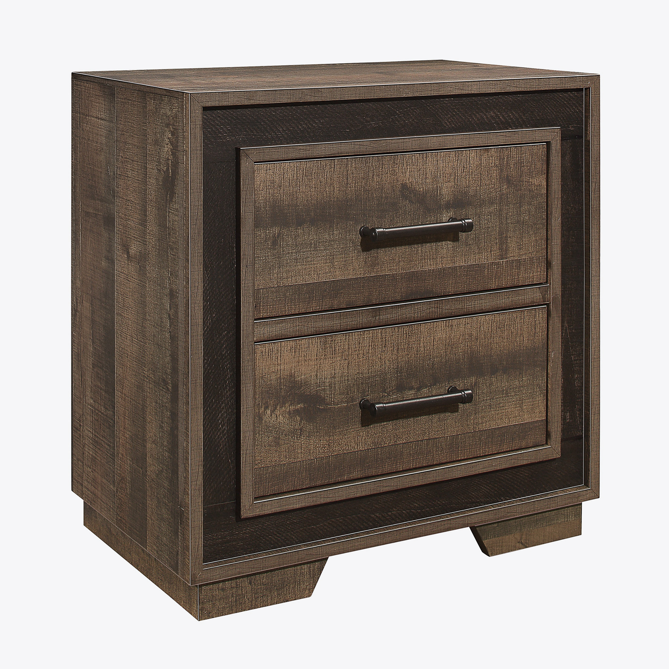 Loon Peak® Rustic Style 1pc Nightstand Two-Tone Finish Embossed Faux ...