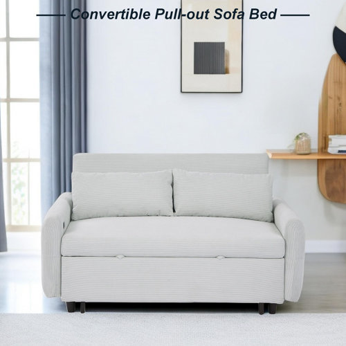 Latitude Run® Isel 57'' Sofa Bed Sleeper Loveseat with USB Port and Two ...