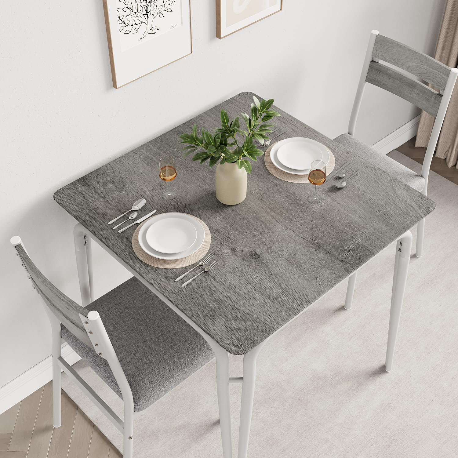 Yuan Home Dining Table For 2, Small Table And Chairs Set Of 2, Square ...