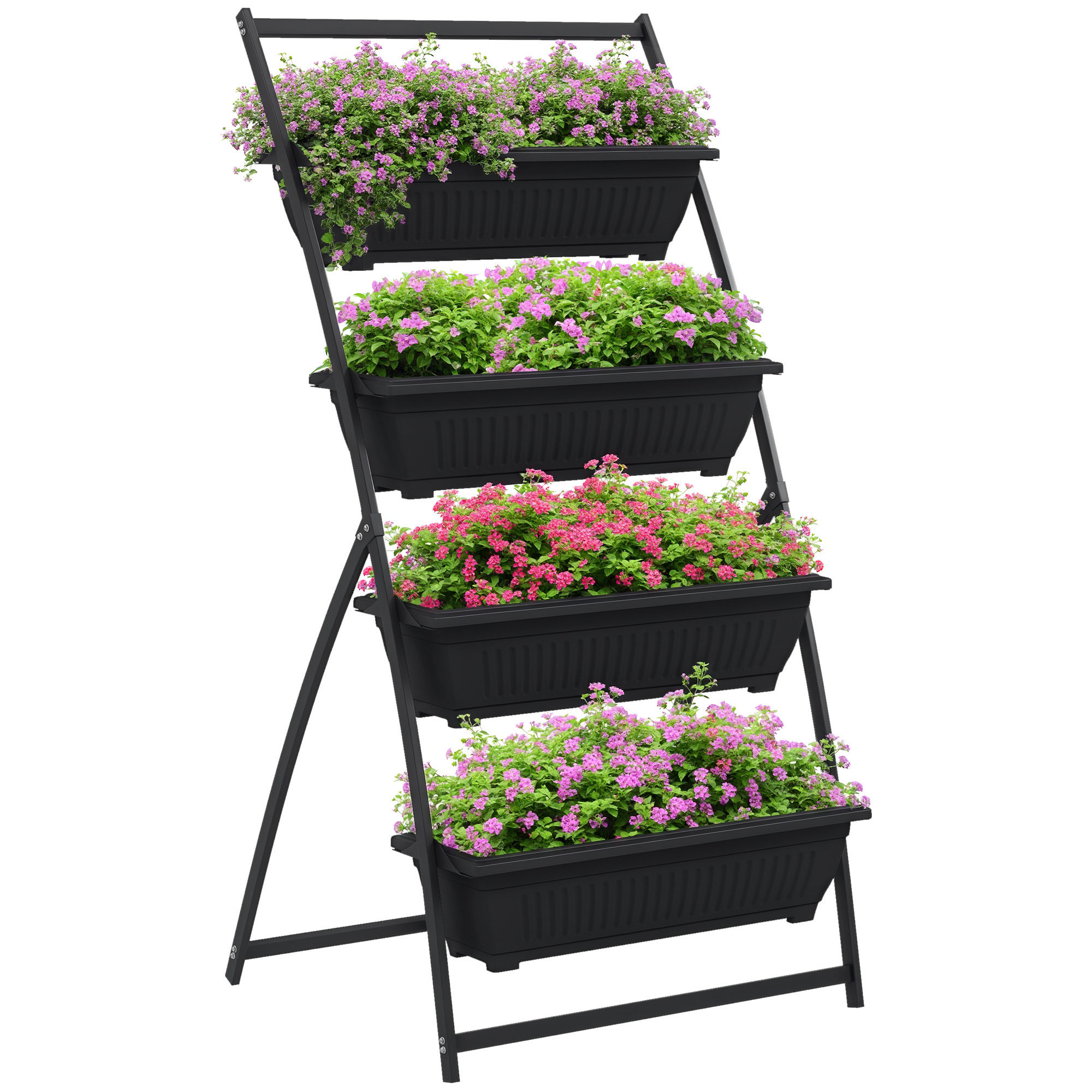 Arlmont & Co. Padon 4-Tier Vertical Raised Garden Bed with 4 Container ...
