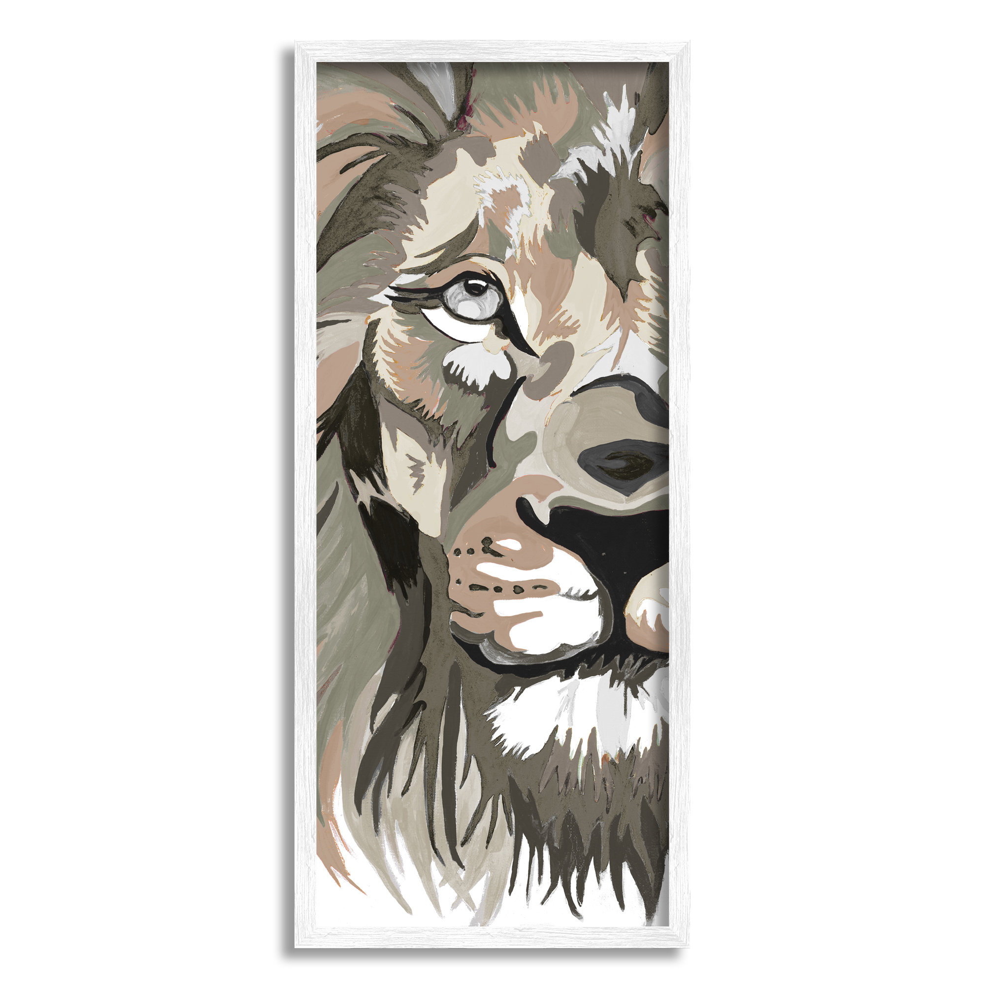 Stupell Industries Muted Lion Face Framed On Wood by Chelsea Goodrich ...