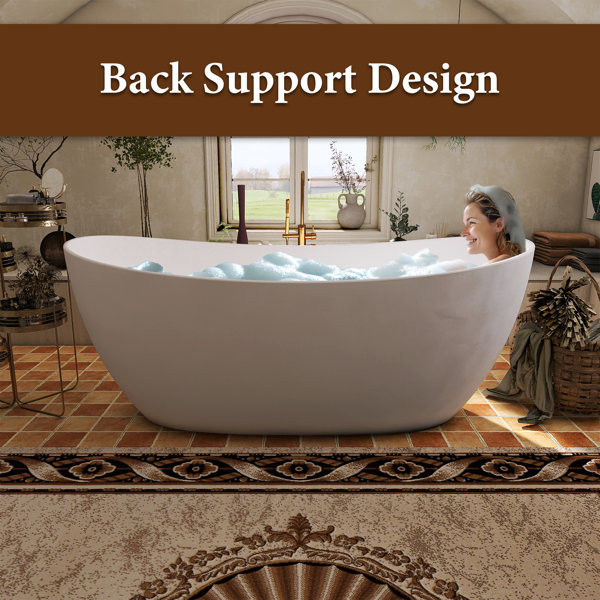 HOME ART 63'' X 30'' Freestanding Bathtubs Solid Surface Stone Soaking ...