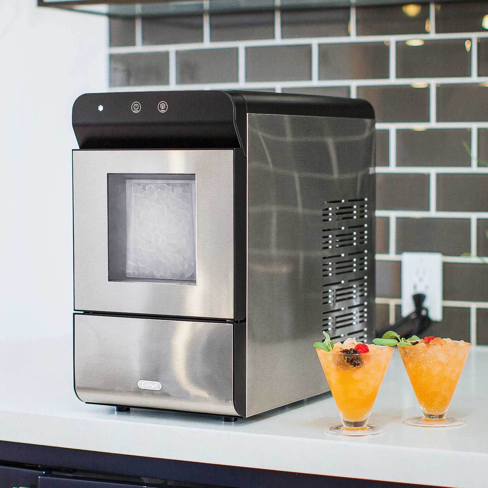 Gevi Household The 30 Lbs. Daily Visual Glass Window Nugget Potable Ice ...