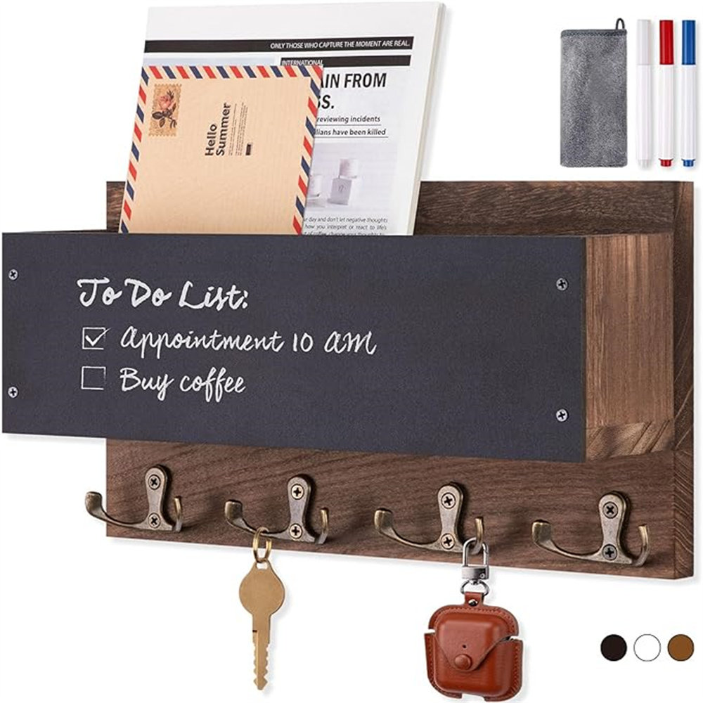 Gracie Oaks Key Holder Wall Mount, Wooden Key Mail Holder With ...