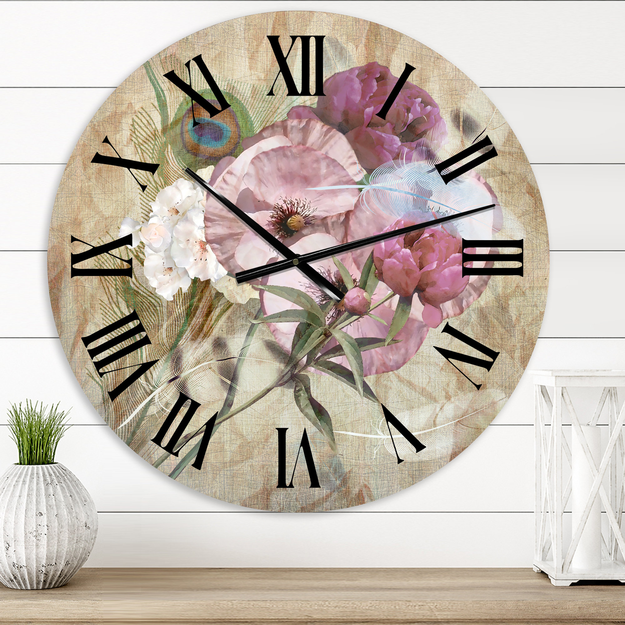 East Urban Home Iris Bouquet Floral Design - Traditional wall clock ...