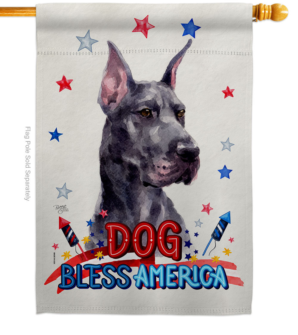 Breeze Decor Patriotic Cropping Black Great Dane House Flag Dog Animals ...