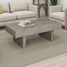 Benjara Lezy Coffee Table, 52 Inch, Gray Oak Wood Top, Double Pedestal ...