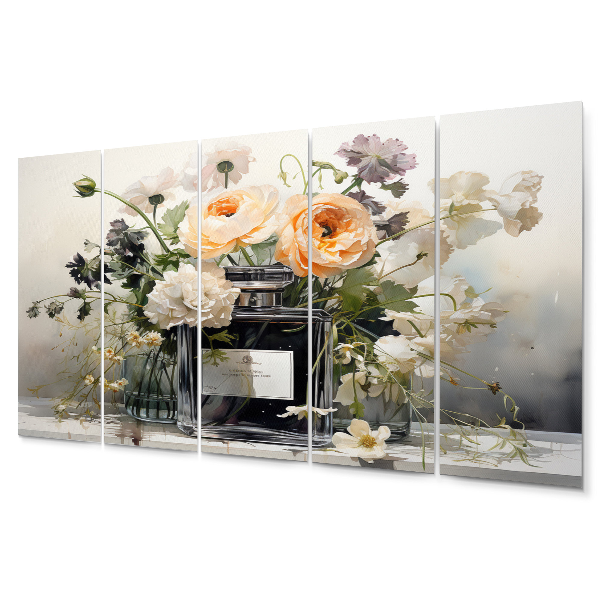 Red Barrel Studio Floral Perfume Vibrant Elegance II - Fashion Metal Wall Decor Set | Wayfair