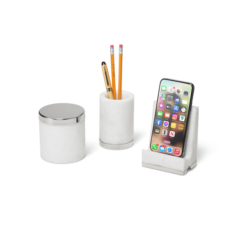 Roselli Trading Company Roman Marble Desk Container | Wayfair