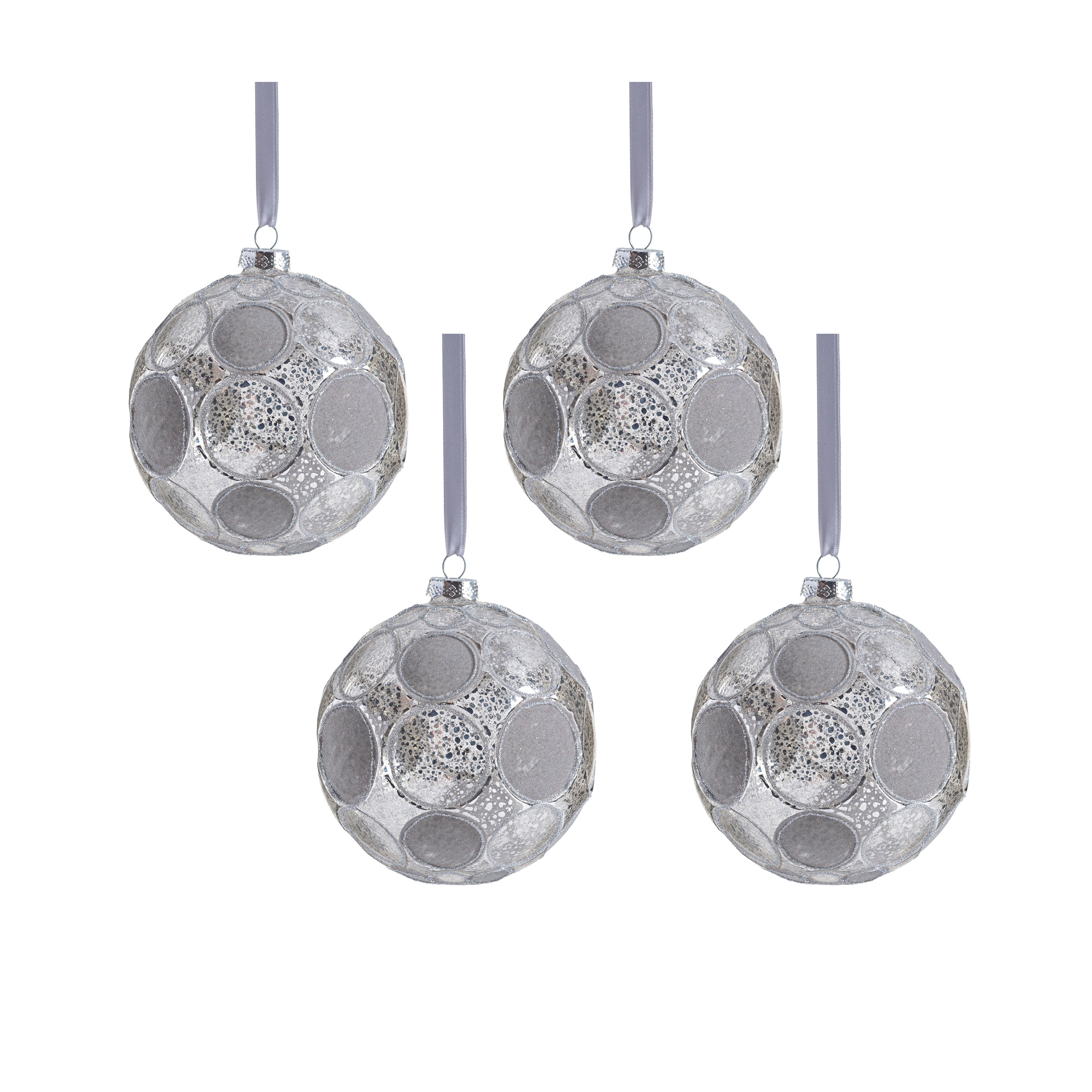 Everly Quinn Serenity 4-Piece Set Gleaming 4.75" Glass Ball Ornaments ...