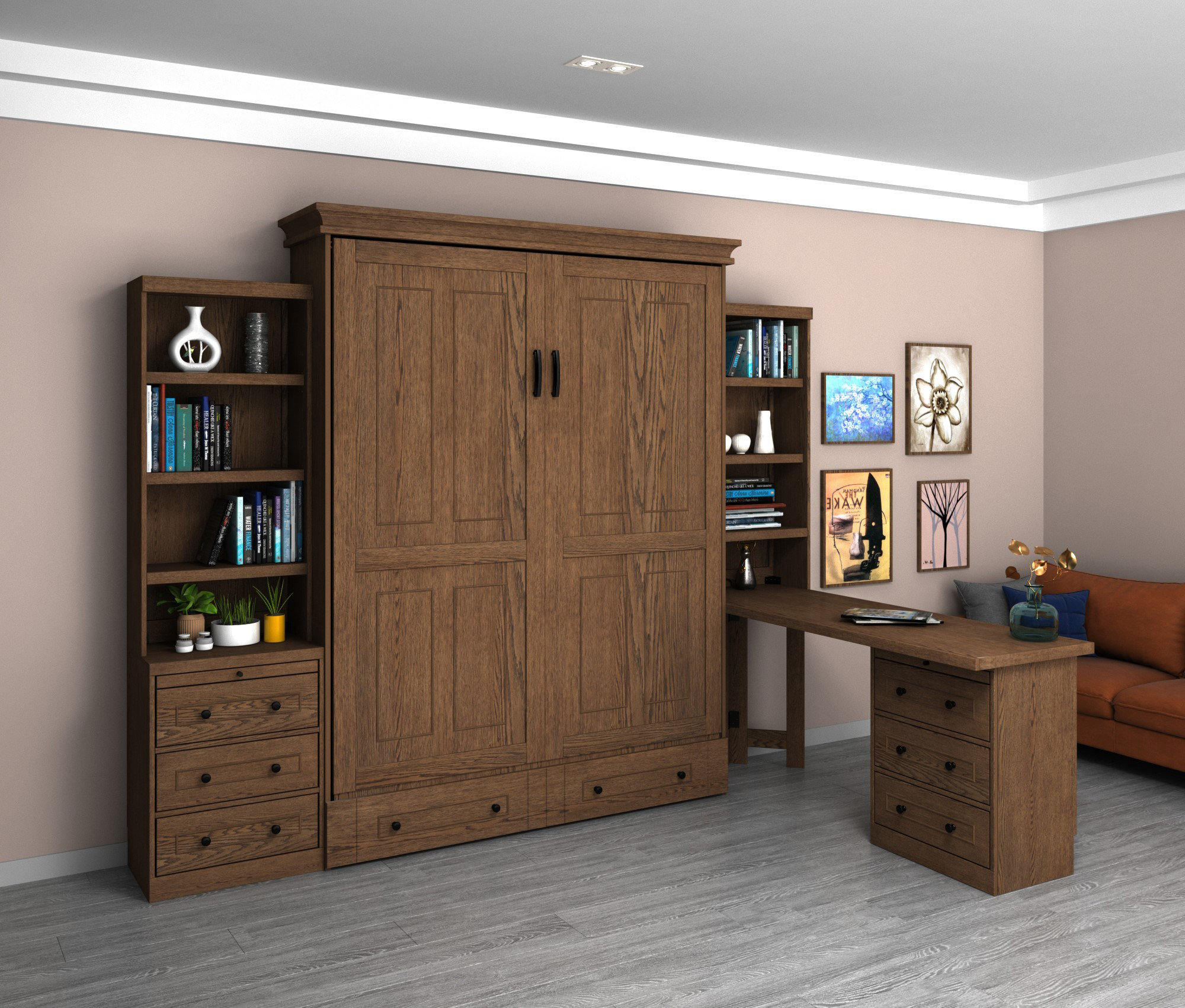 Rosalind Wheeler Henderson Queen Office Murphy Wall Bed - 2 Piers ...