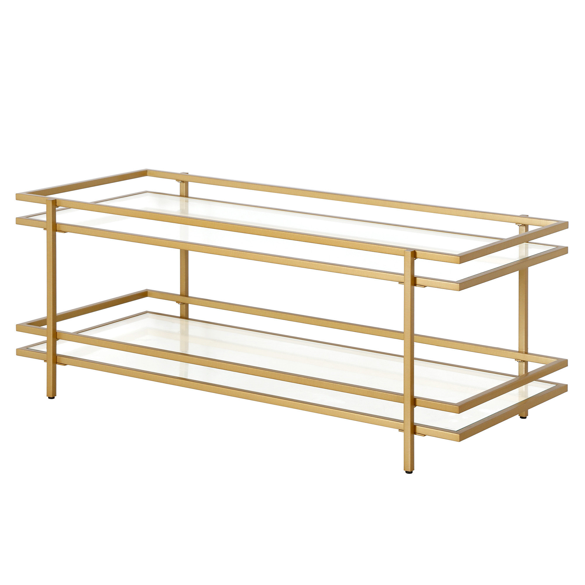 Wade Logan® Robillard 45" Glass And Steel Coffee Table With Shelf ...