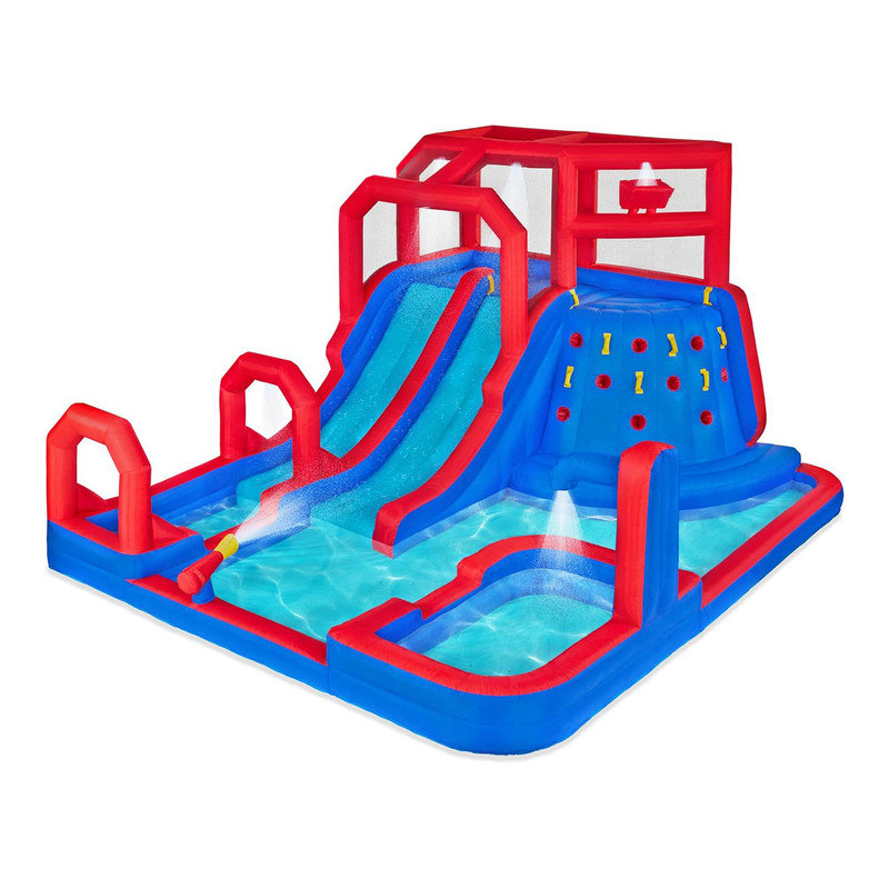 IDIABA Inflatable Water Slide Park - Climbing Wall, 2 Slides, Splash ...