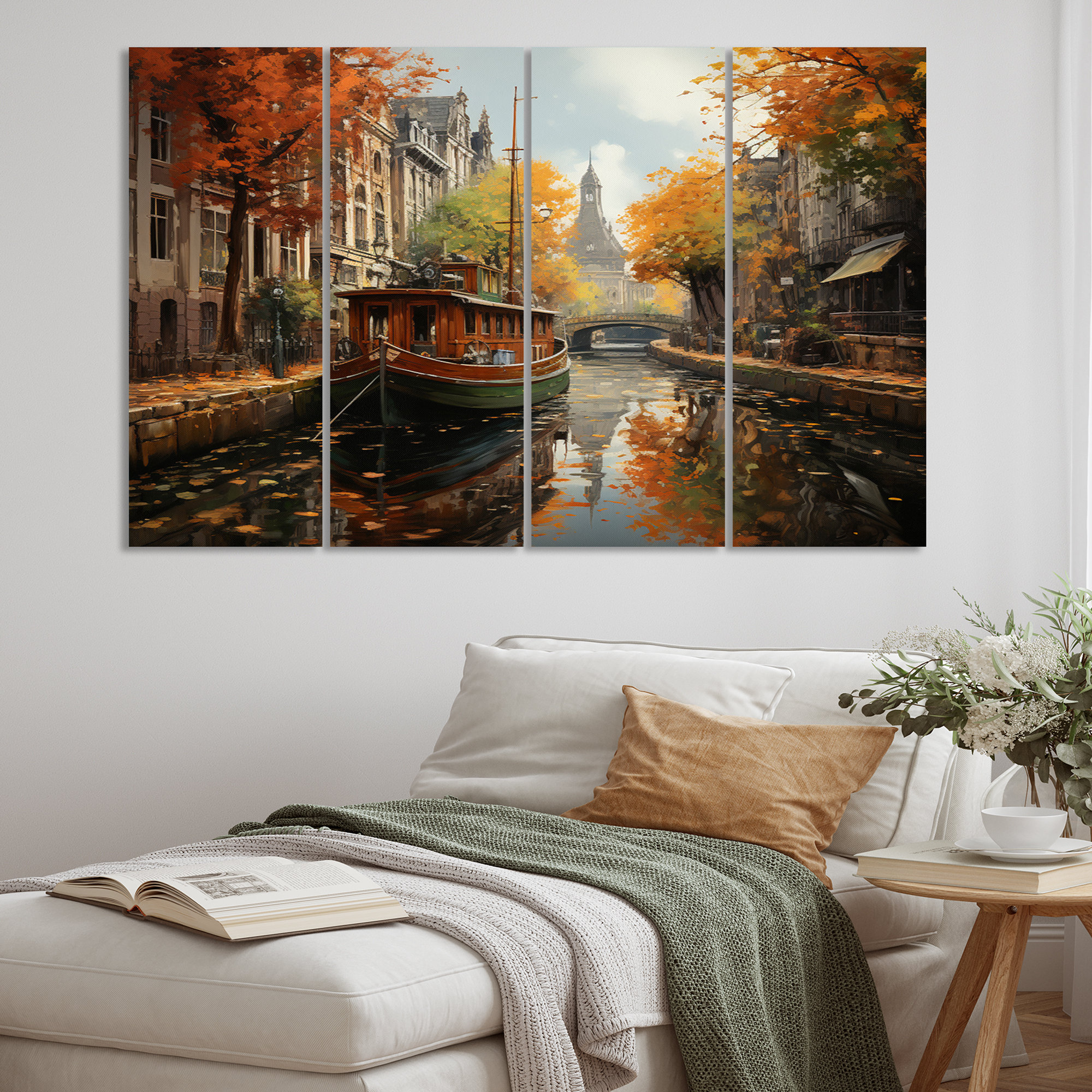 Design Art Orange Canal Waterways Palette - Canals Wall Decor - 4 ...