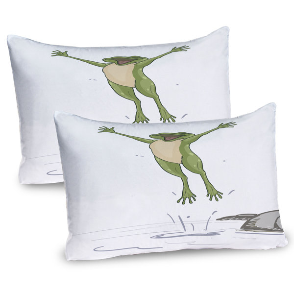 Ambesonne Frog Pillow Sham 2 Pack Happy Jumping Toad Humor Olive Green ...