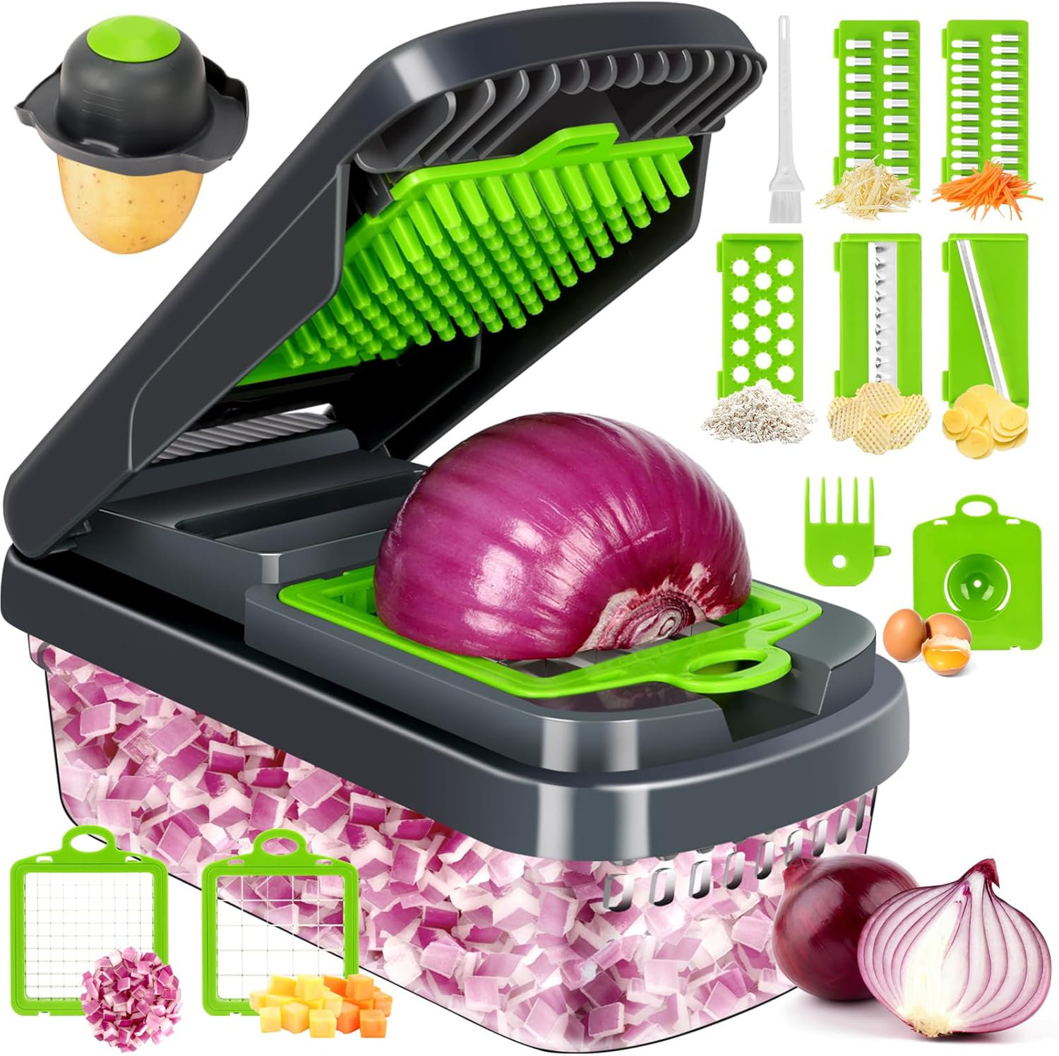 Elaine Mercure 12-In-1 Multifunctional Food Chopper,Professional Onion ...