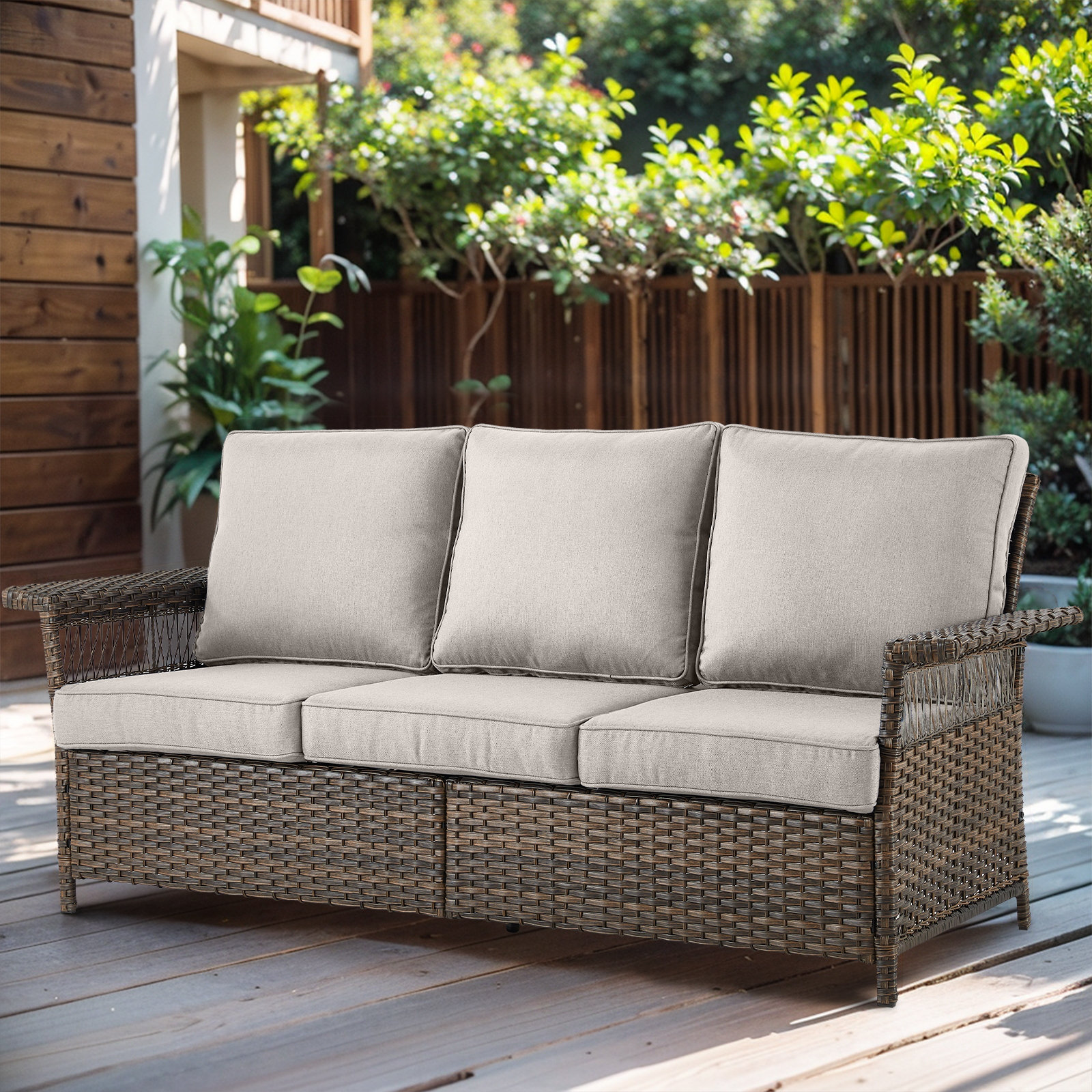 Winston Porter Tapash 78'' Wicker Outdoor Patio 3-Seat Rattan Sofa with ...