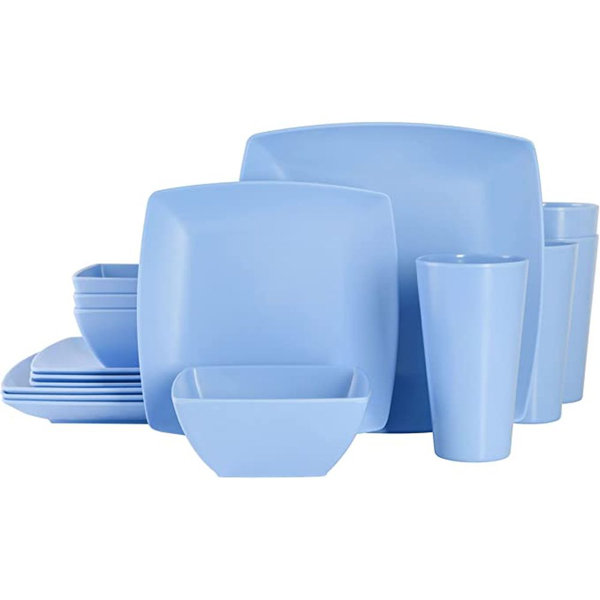 Gibson Home 16 Piece Melamine Dinnerware Set in Blue | Wayfair