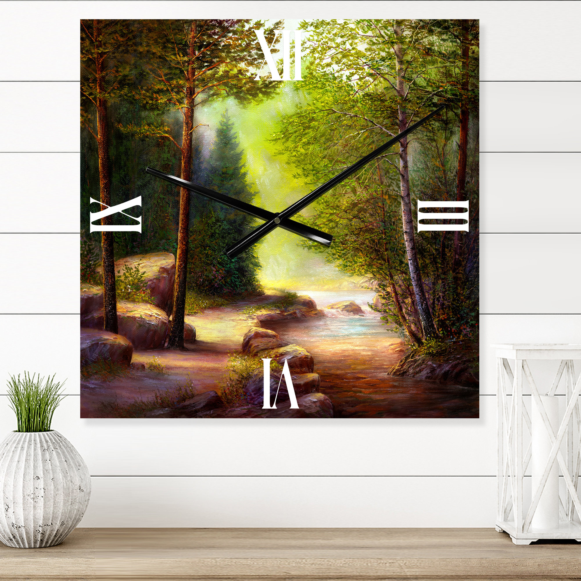 East Urban Home Morning Sunlight Through the Spring Trees Wall Clock ...