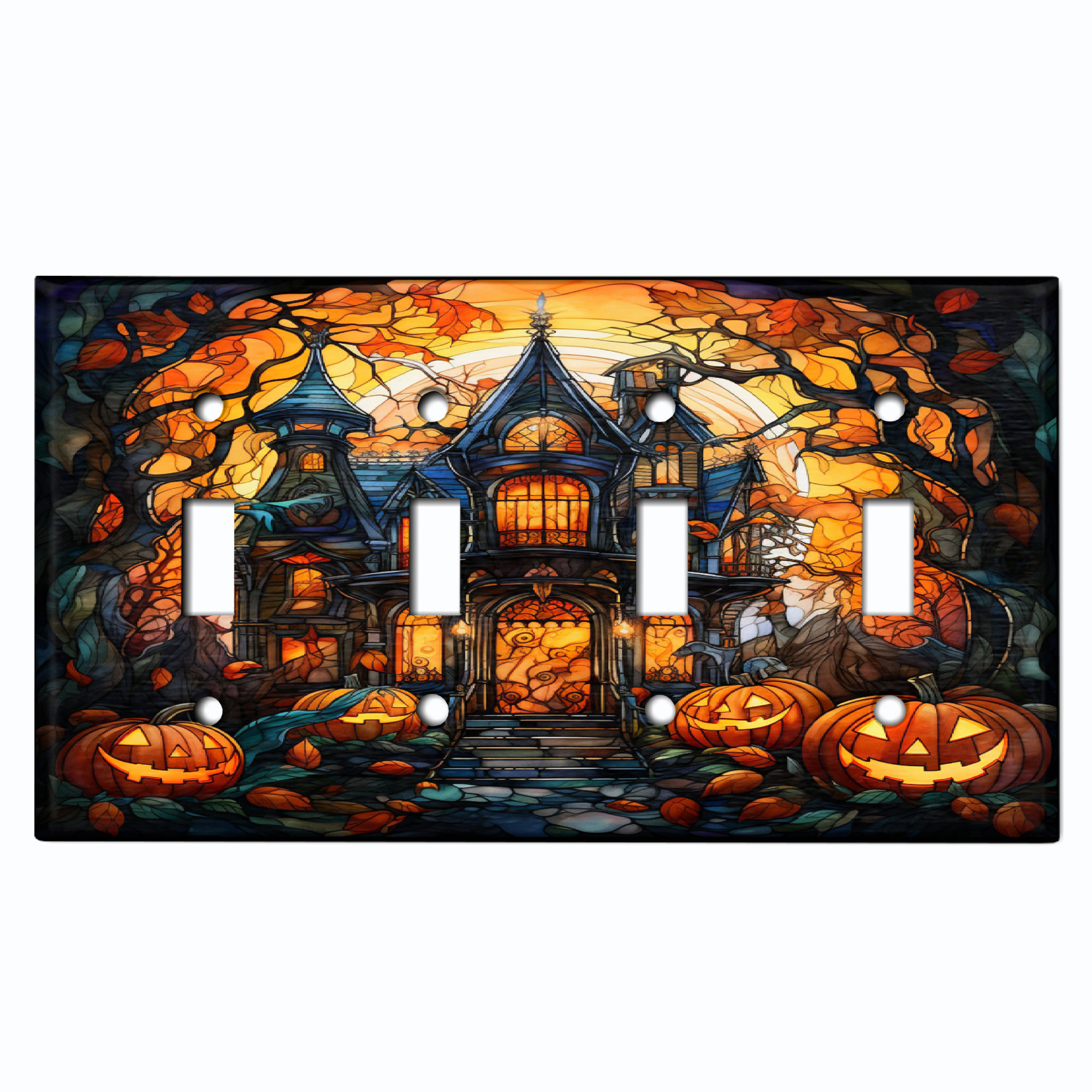 WorldAcc Halloween Spooky Pumpkin Manor House Christmas Festive Tree ...