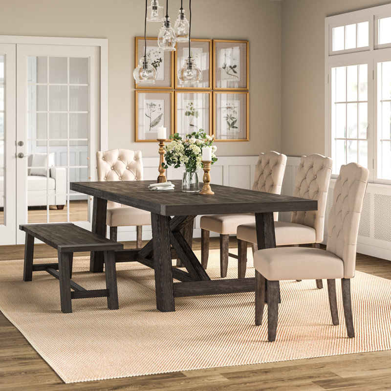 Birch Lane™ Bianca 6 - Piece Extendable Acacia Trestle Dining Set ...