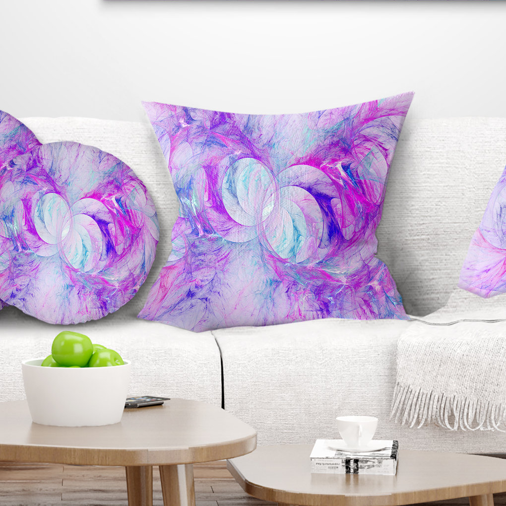 Design Art Light Purple Fractal Texture - Abstract Printed Pillow | Wayfair