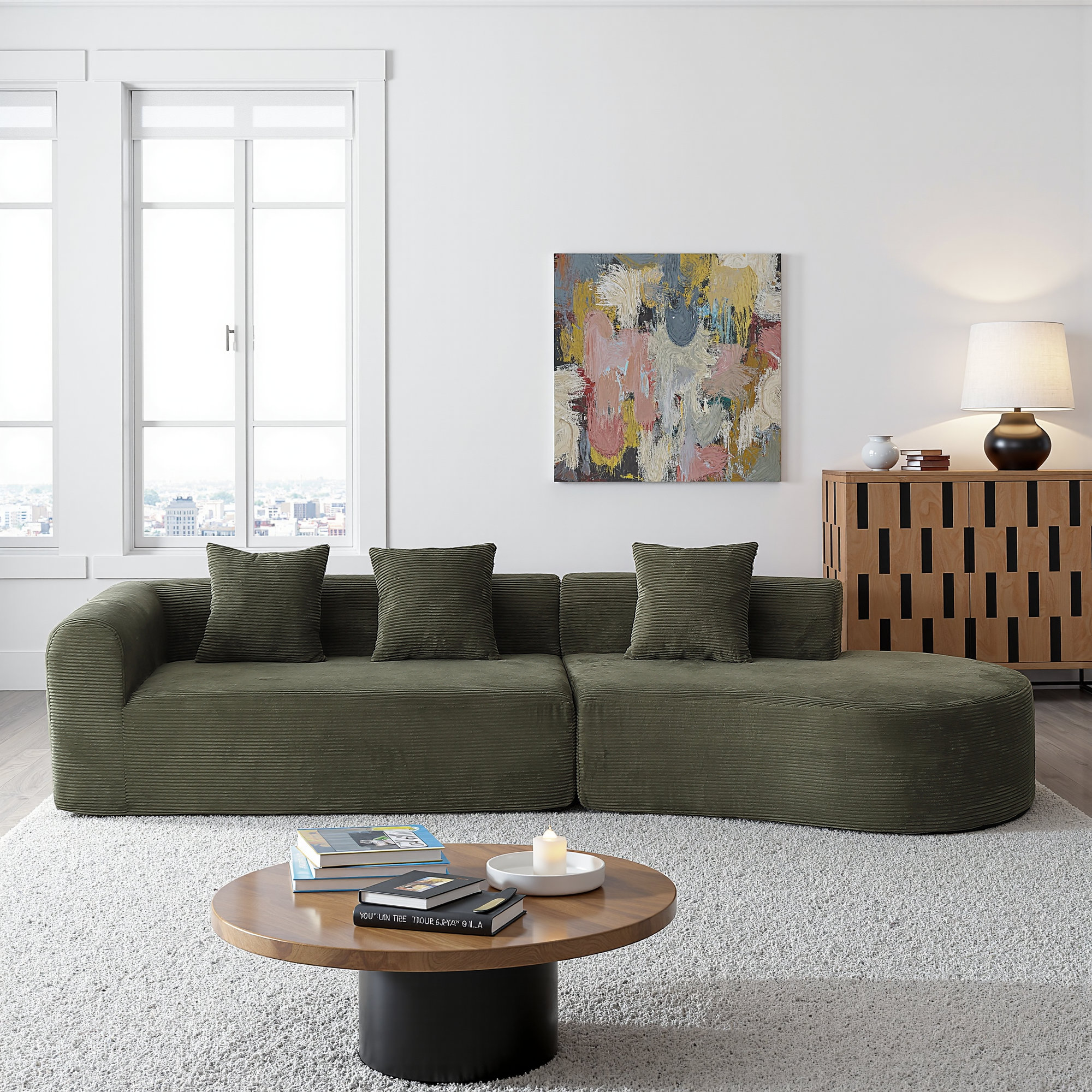 Latitude Run® Benen 127'' Corduroy Upholstered Modern Modular Sofas ...