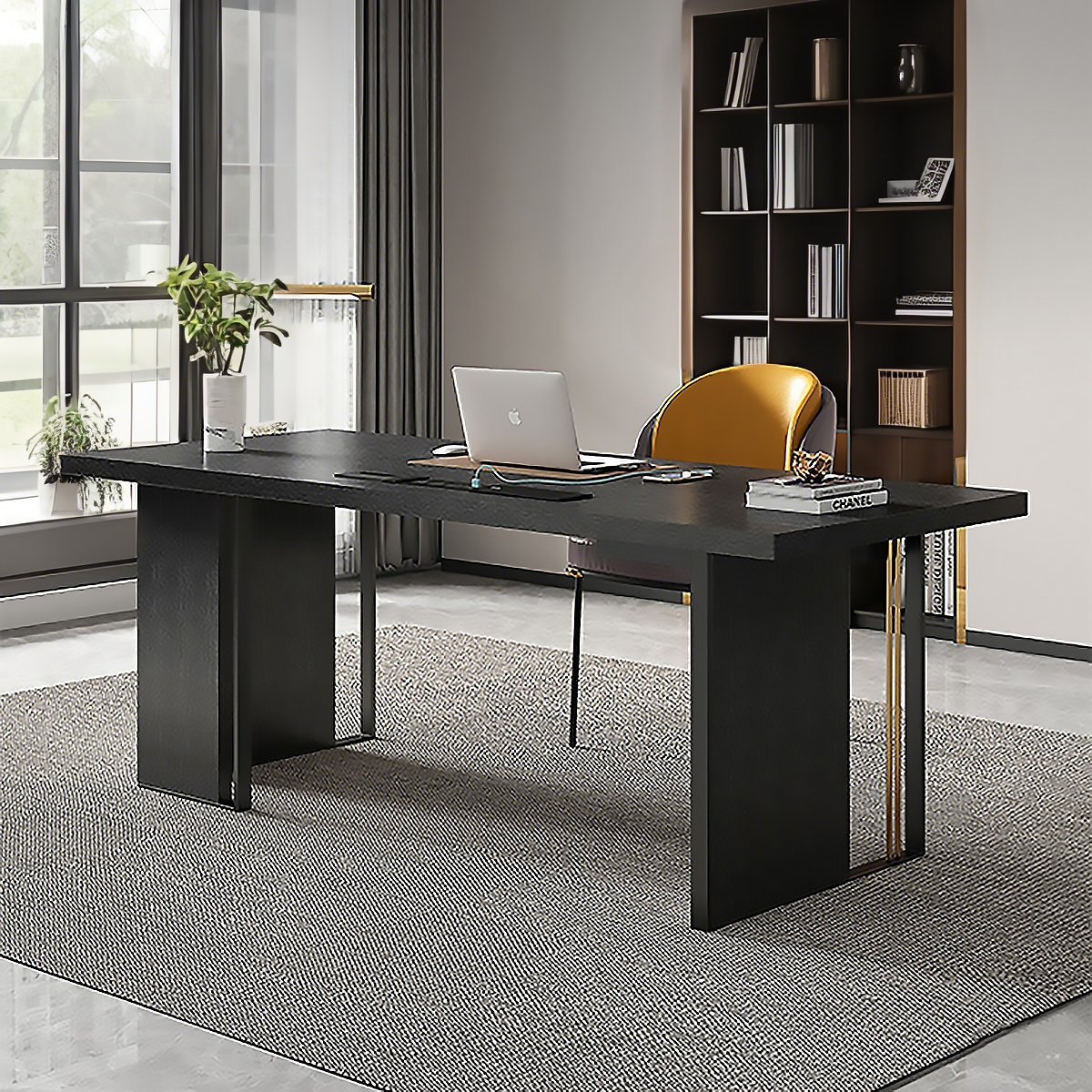 Brass Foam Black Rectangle Desk,1-drawer - Wayfair Canada