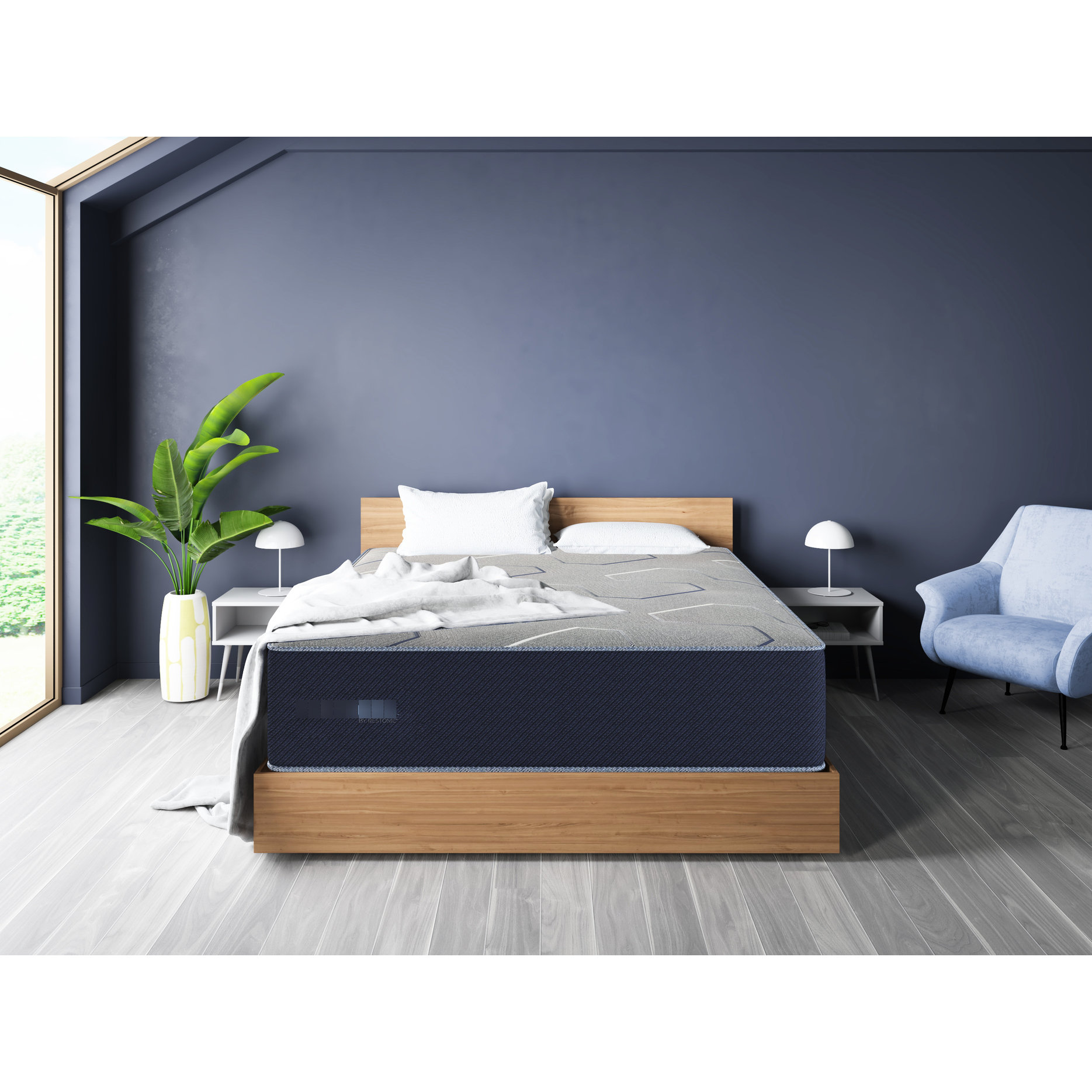 17 Stories Twin Mattress Of Navy Blue Colour With Dual Cooling Tech ...