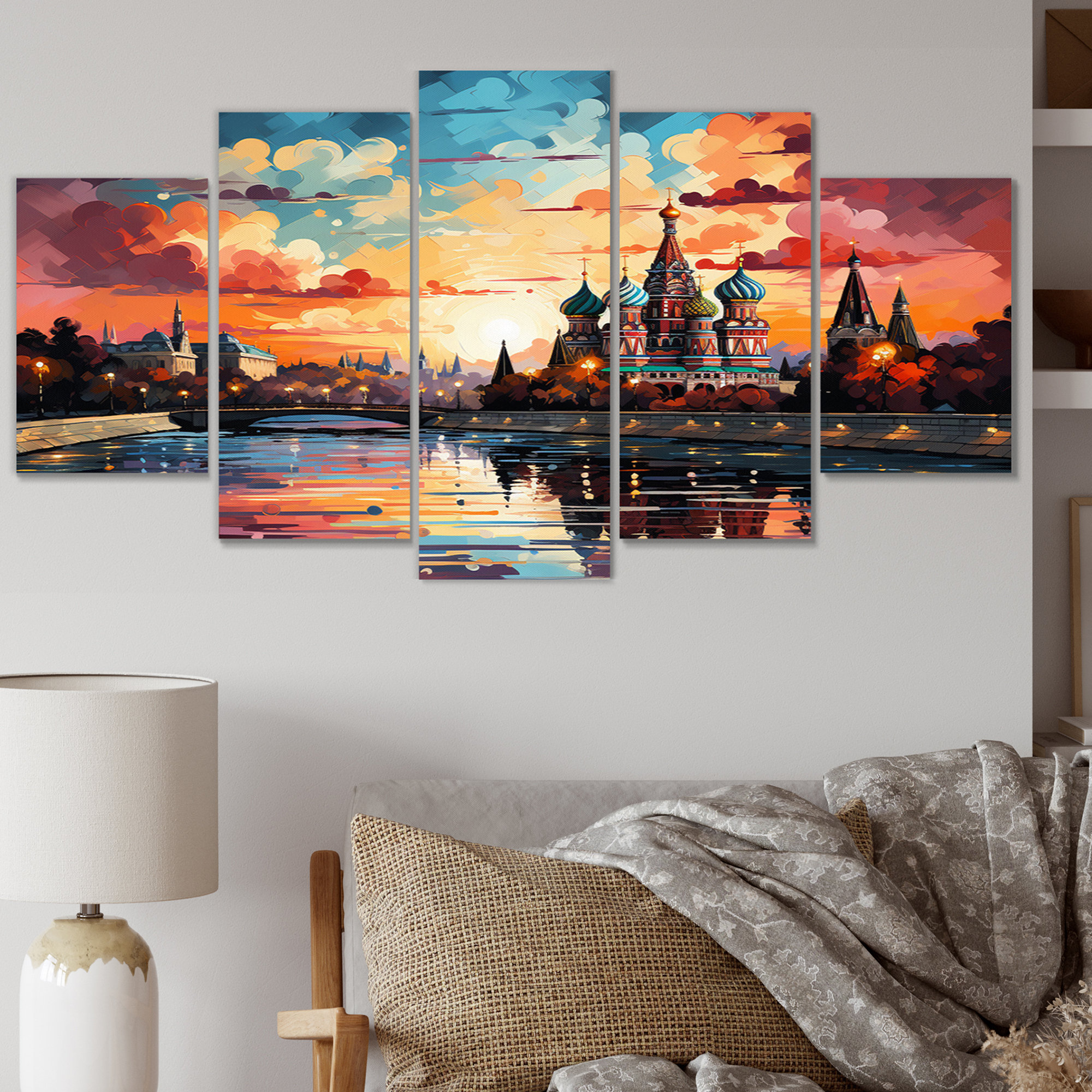 Design Art Colorful City Moscow Popart I - Moscow Metal Wall Decor Set ...