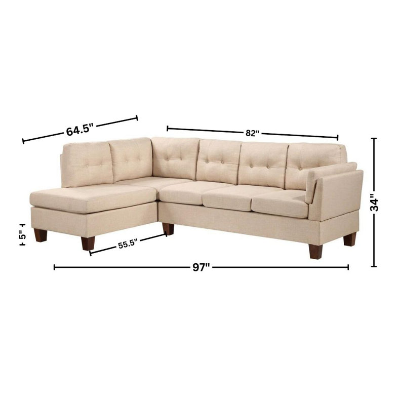 Latitude Run® Ruman Retro Relaxation Linen Modern Sectional Sofa With ...