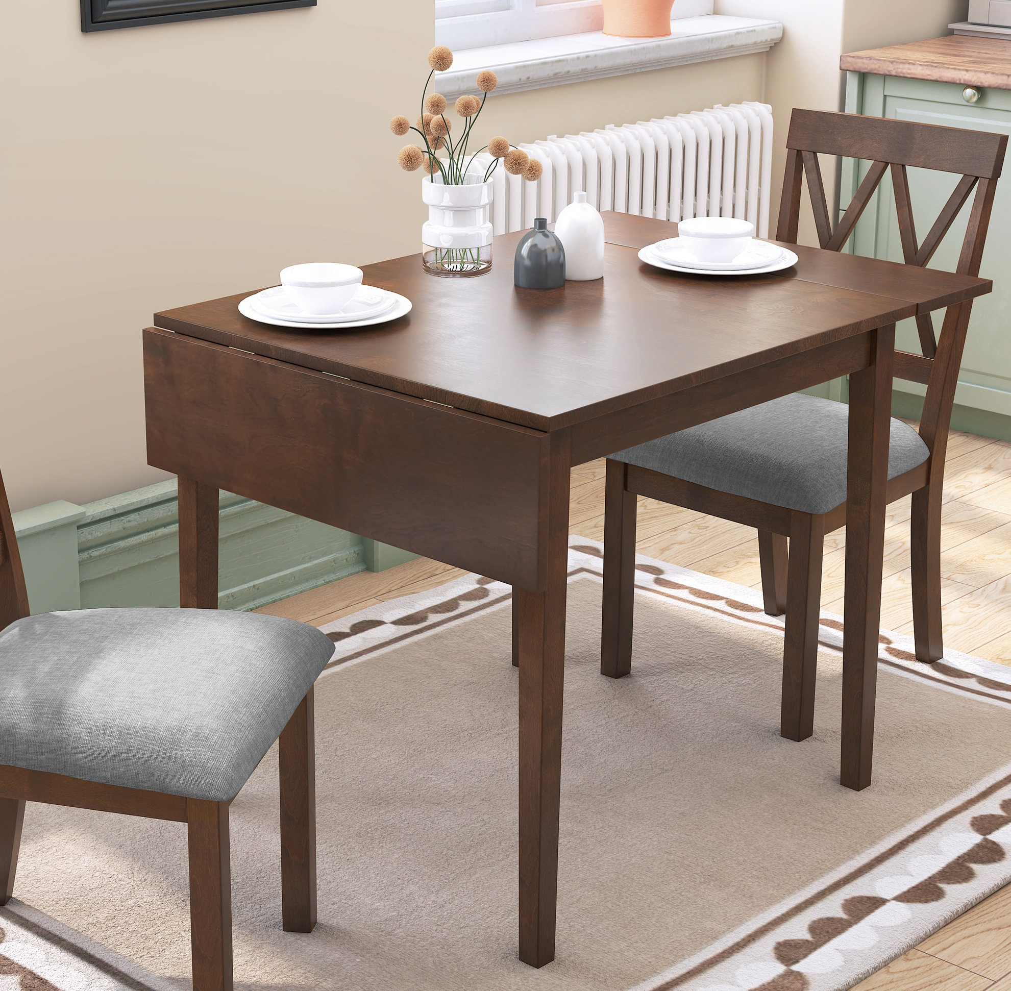 Lark Manor™ Extendable Dining Table for 4, Folding Kitchen Table with ...