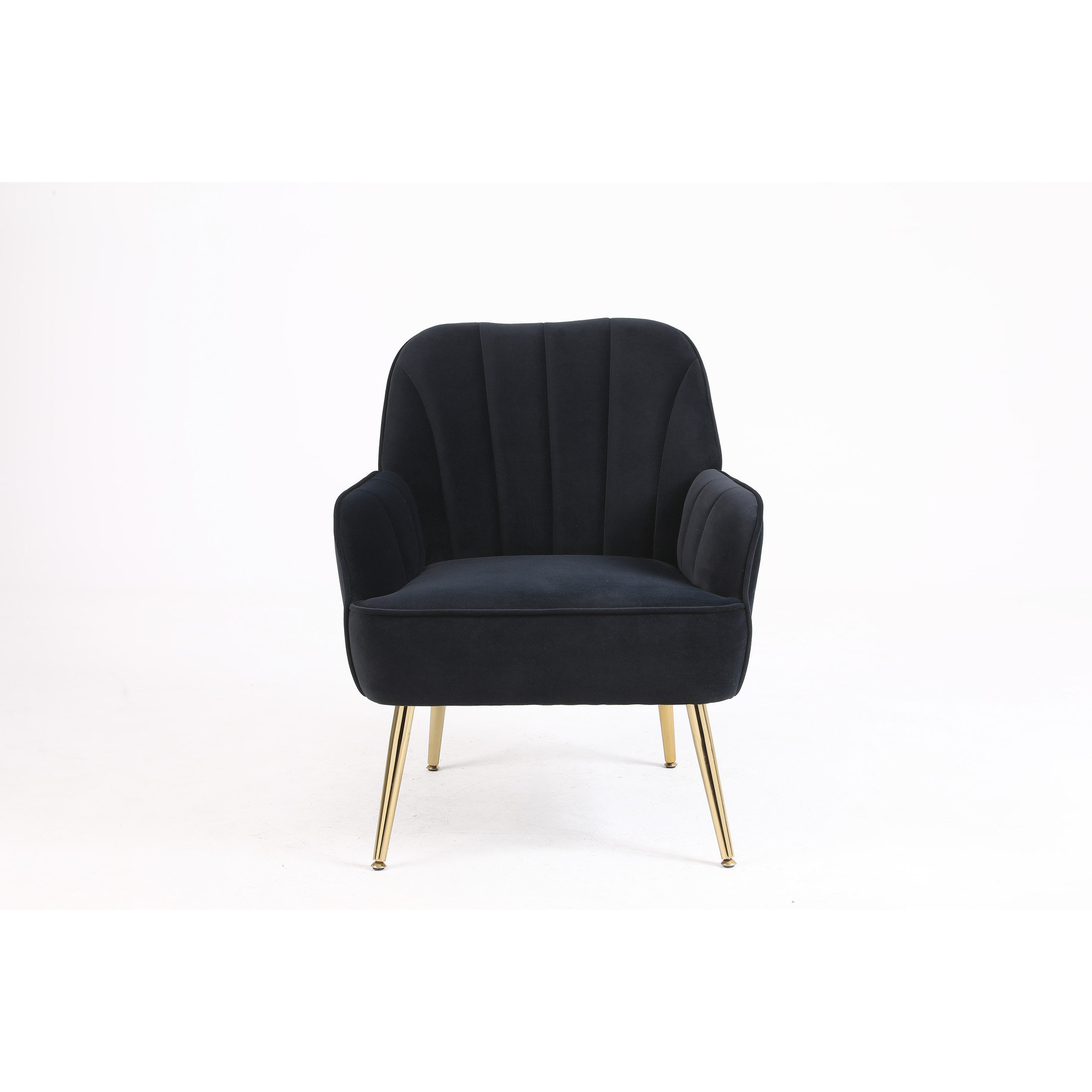 Mercer41 Contemporary Velvet Armchair With Cozy Foam - Golden Legs ...