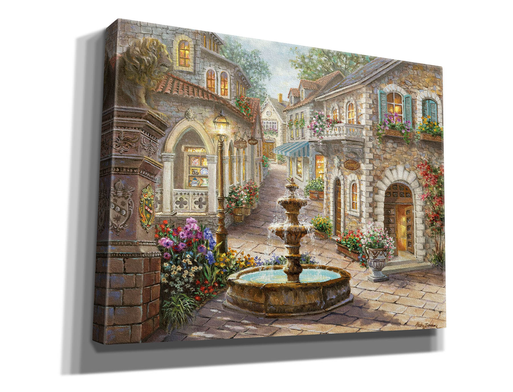 Epic Graffiti 'Cobblestone Fountain' by Nicky Boehme Canvas Wall Art ...