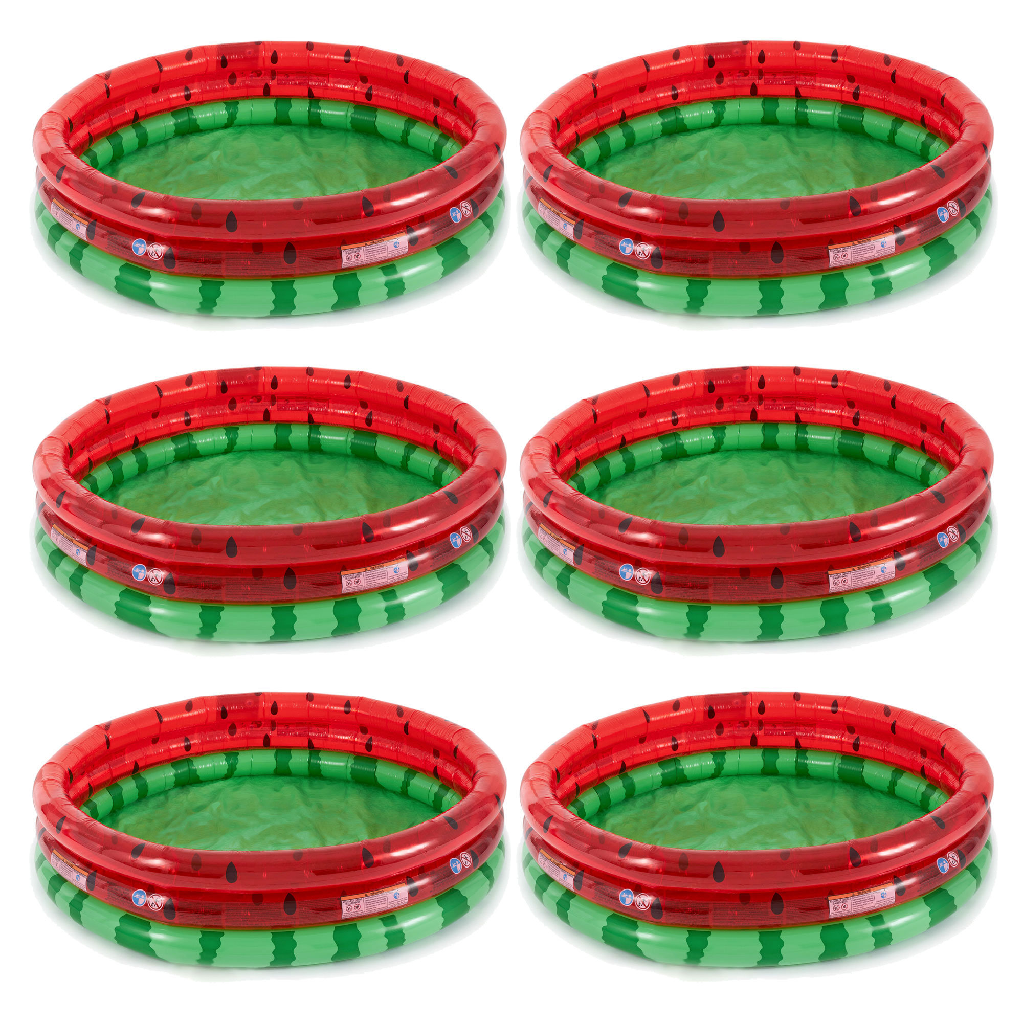 Intex Round Inflatable Kids Swimming and Wading Watermelon Pool (6 Pack ...