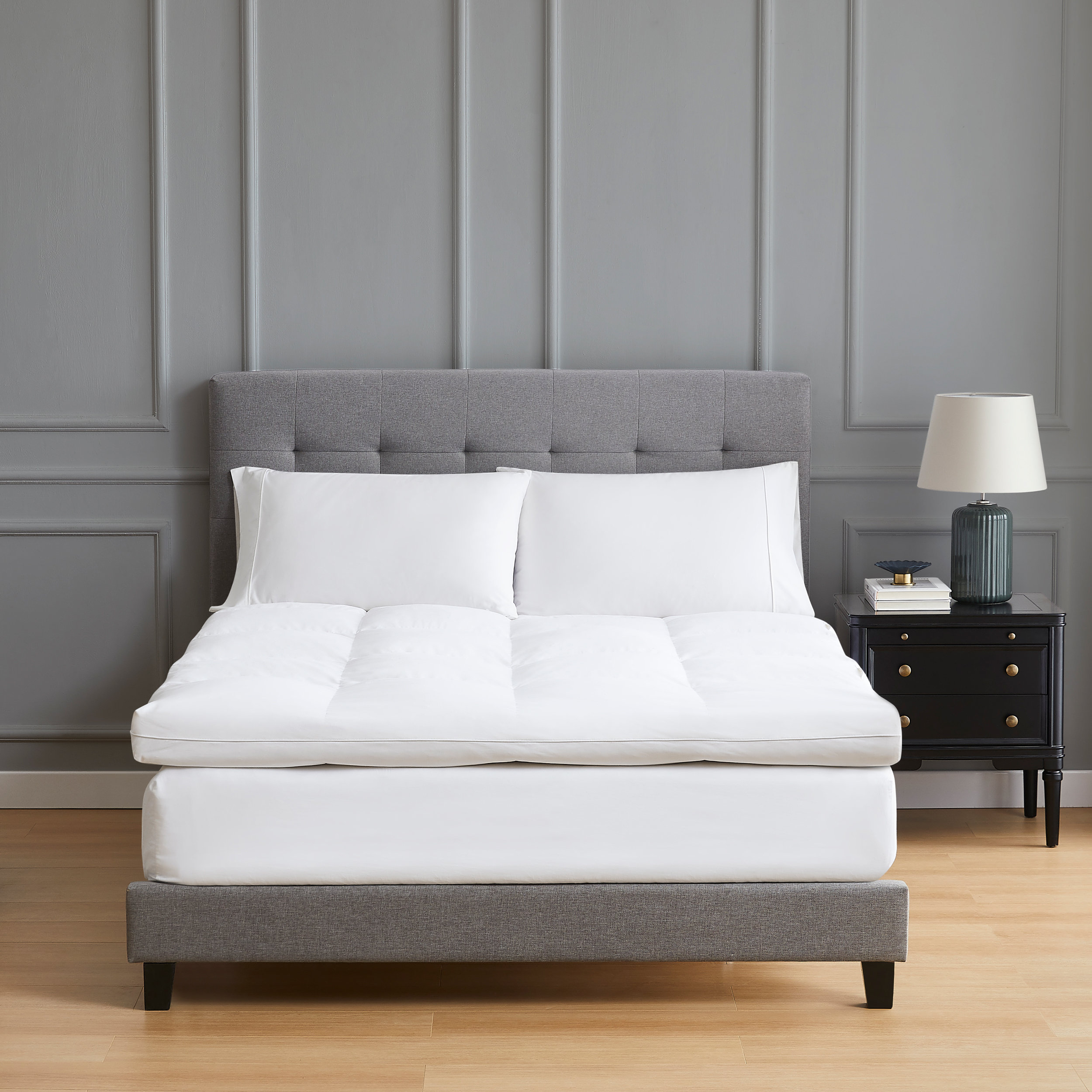 Downlite Feather Bed with Handles (Hypoallergenic) 3" Mattress Topper ...