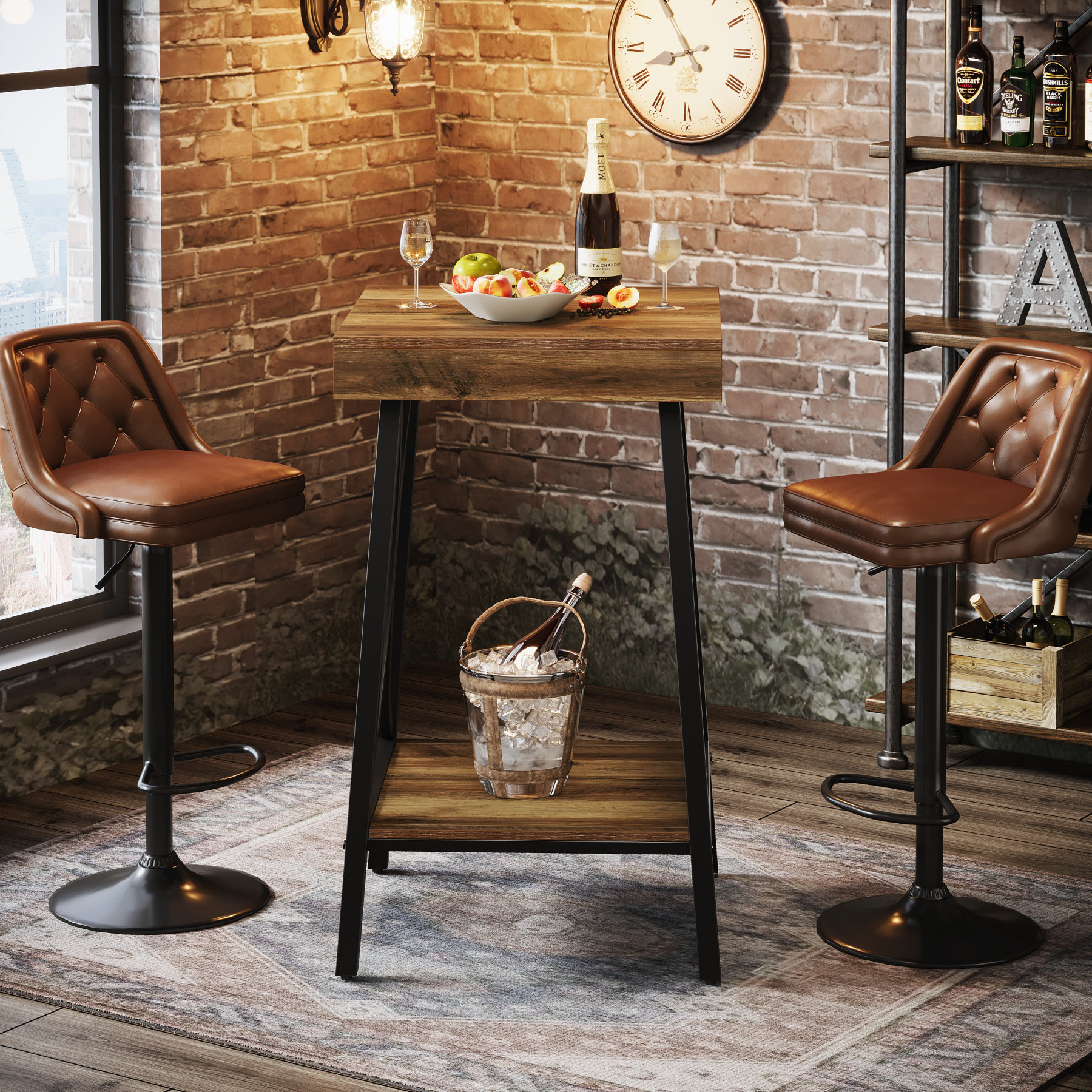 17 Stories 2-Tier Industrial Bar Table, 23.62 Inches Small High Top ...