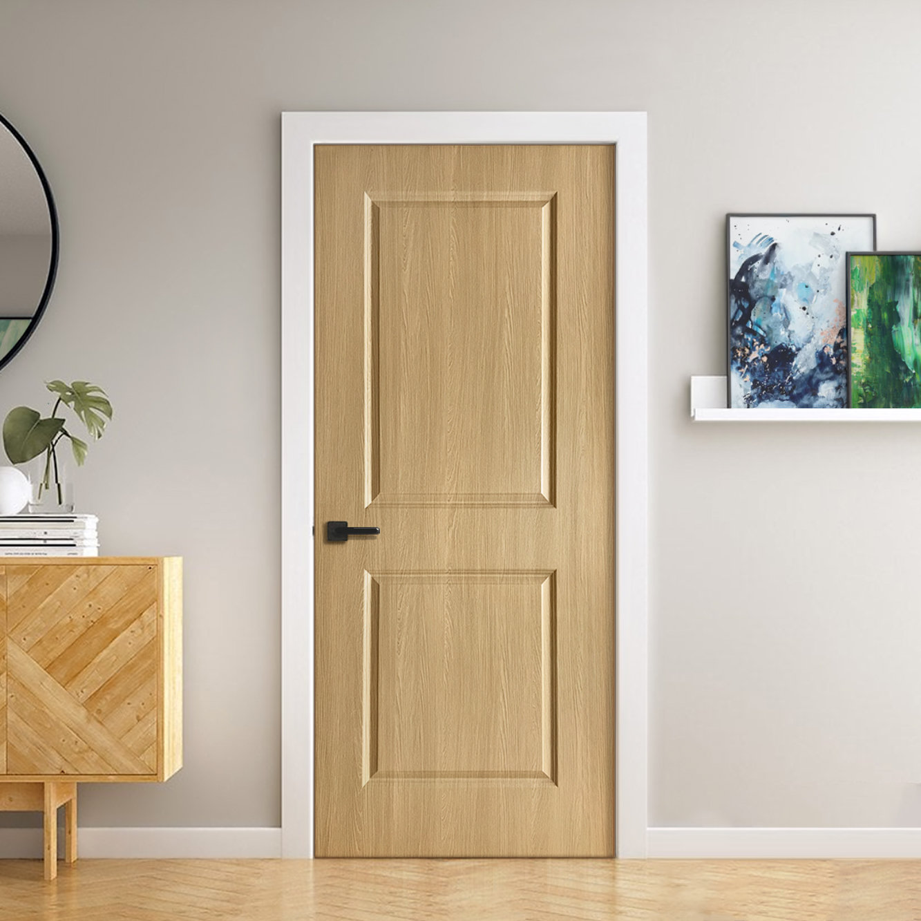 Calhome 2 Panel Hollow Core Oak Finished PVC Composite Interior Door ...