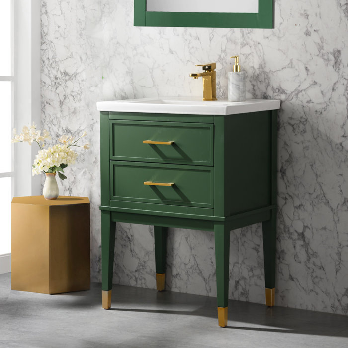 Everly Quinn Deon 24'' Single Bathroom Vanity with Ceramic Top ...