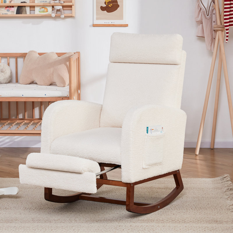 Latitude Run® Solid Wood Rocking Chair with Footrest | Wayfair