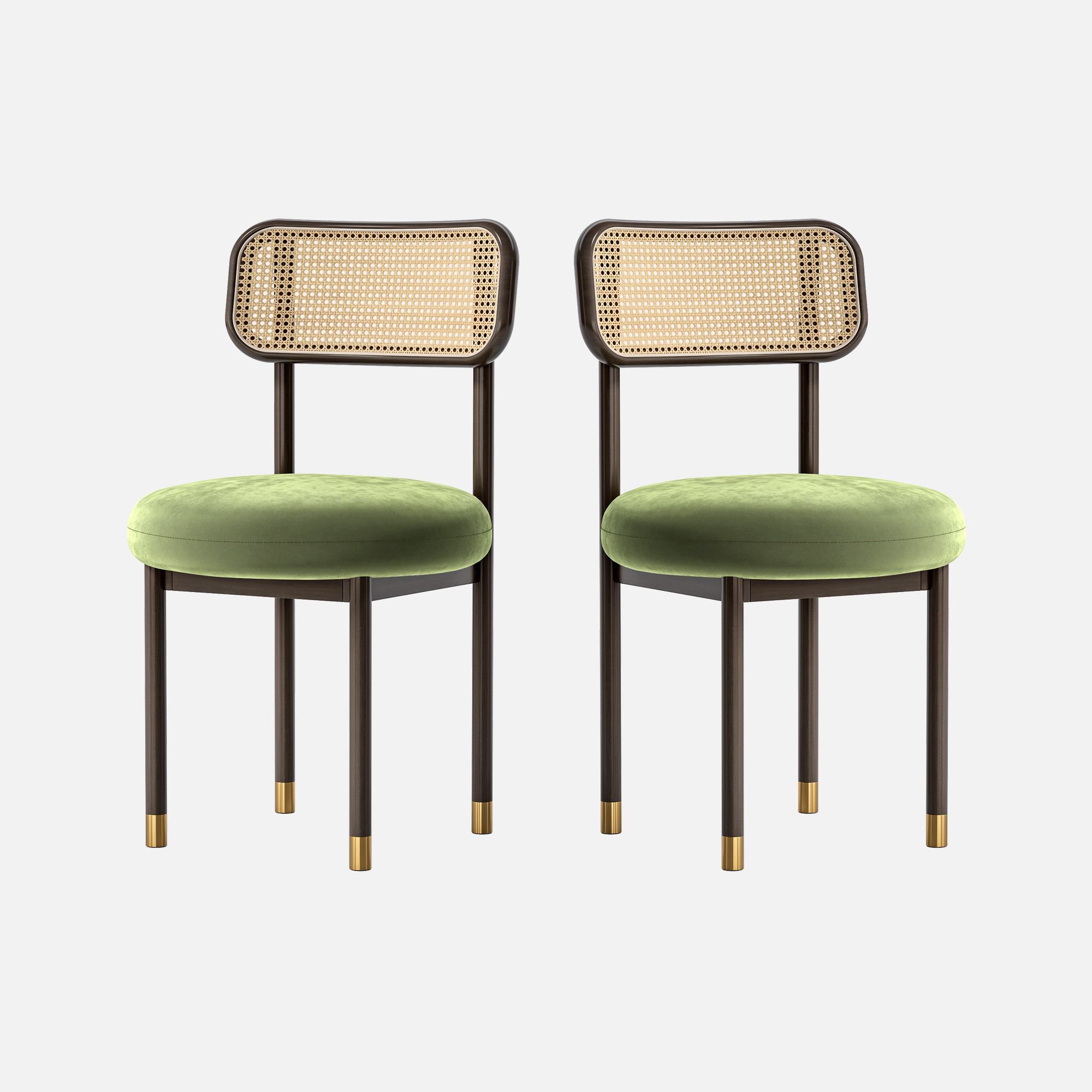 Bayou Breeze Set Of 2 Mid Century Dining Chairs ,Rattan Farmhouse ...