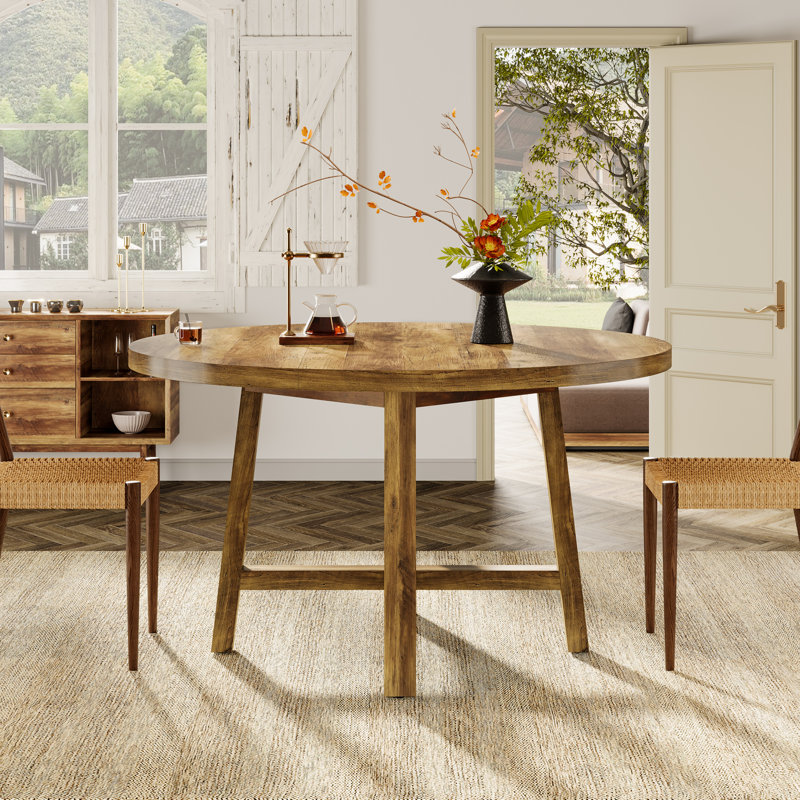 Millwood Pines Round Dining Table 47-Inch Wood Dining Room Table ...