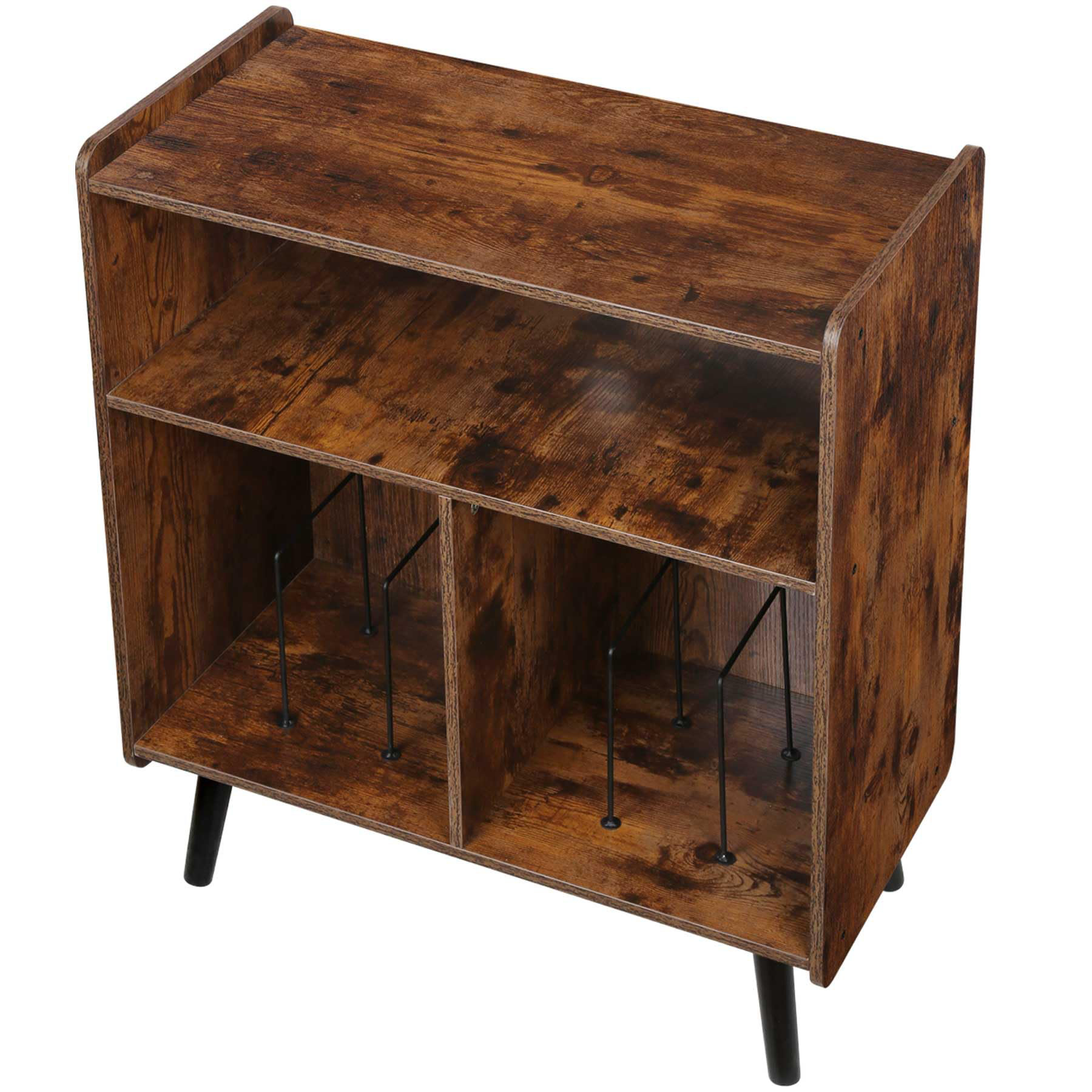 George Oliver 3-Tier Vintage Record Player Stand, Rustic Brown | Wayfair