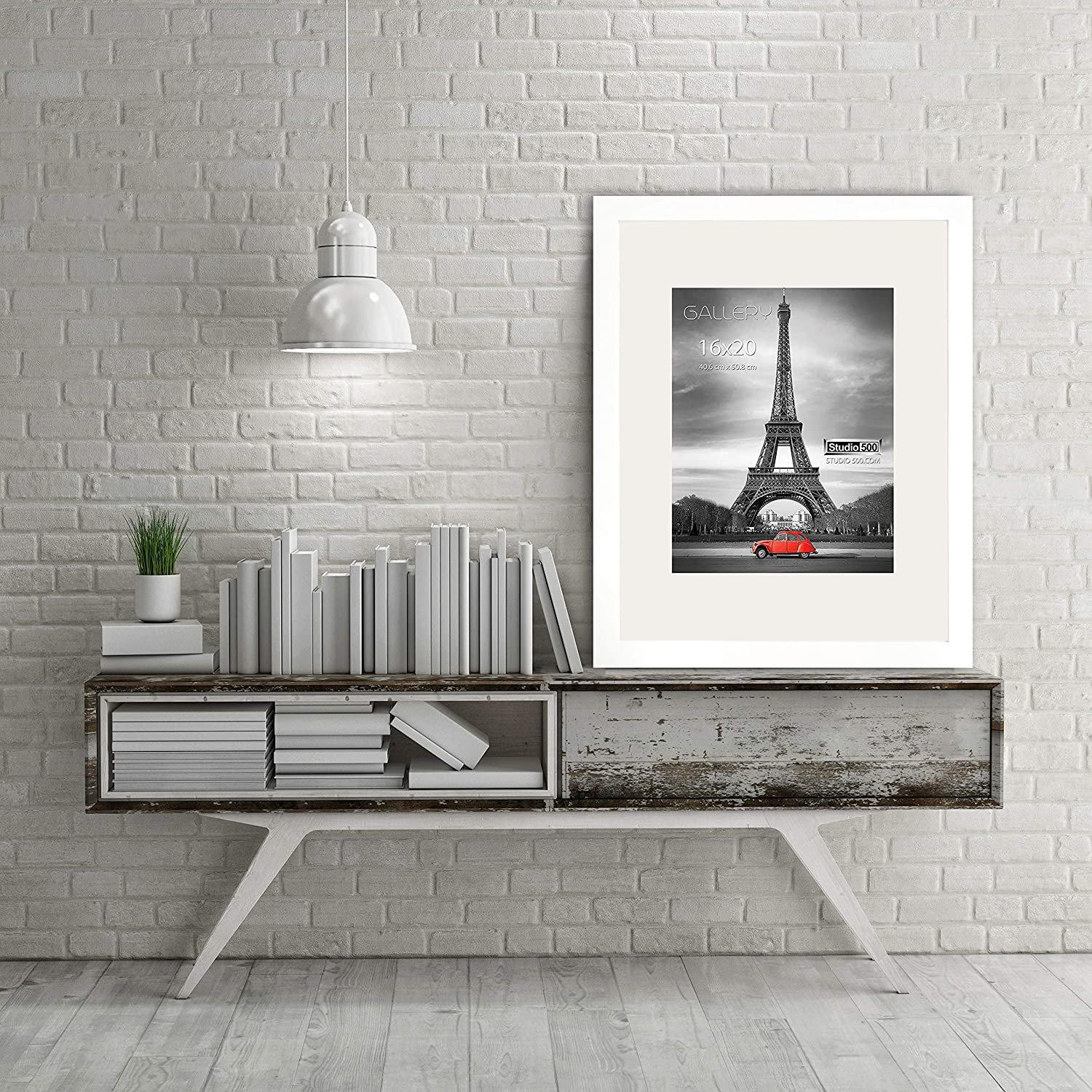 Studio 500 16 x 20 Pine Wood Tempered Glass, Interchangeable Mat with ...