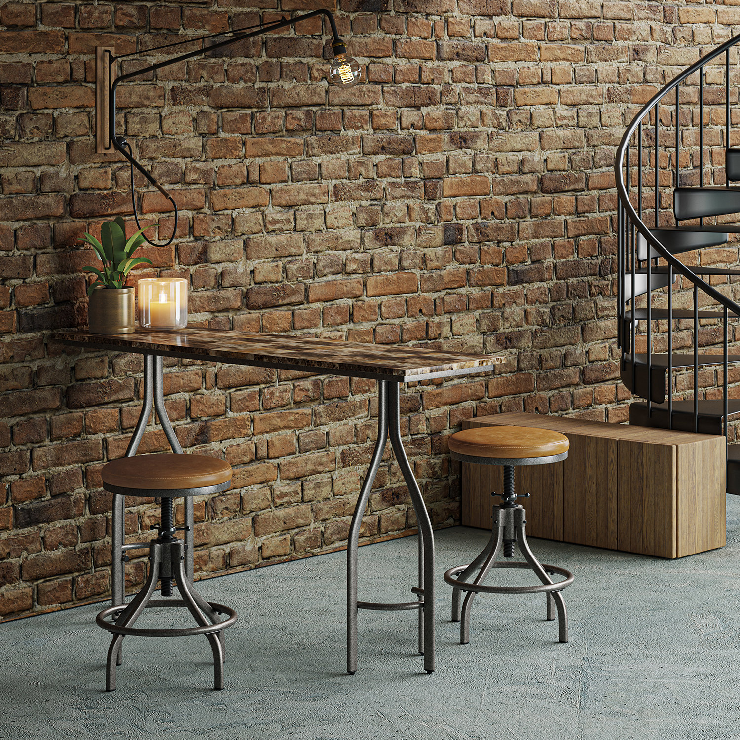 Trent Austin Design Riegel 3-Piece Dining Set Compact 2 Adjustable ...