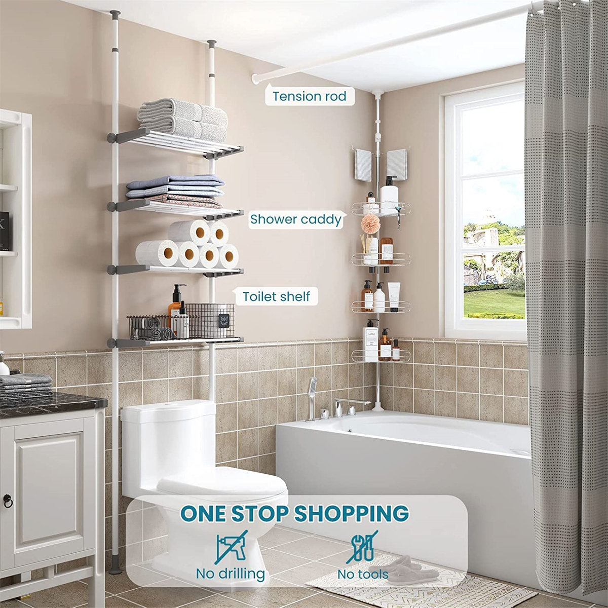 Rebrilliant Doughlin Free-standing Stainless Steel Shower Caddy | Wayfair