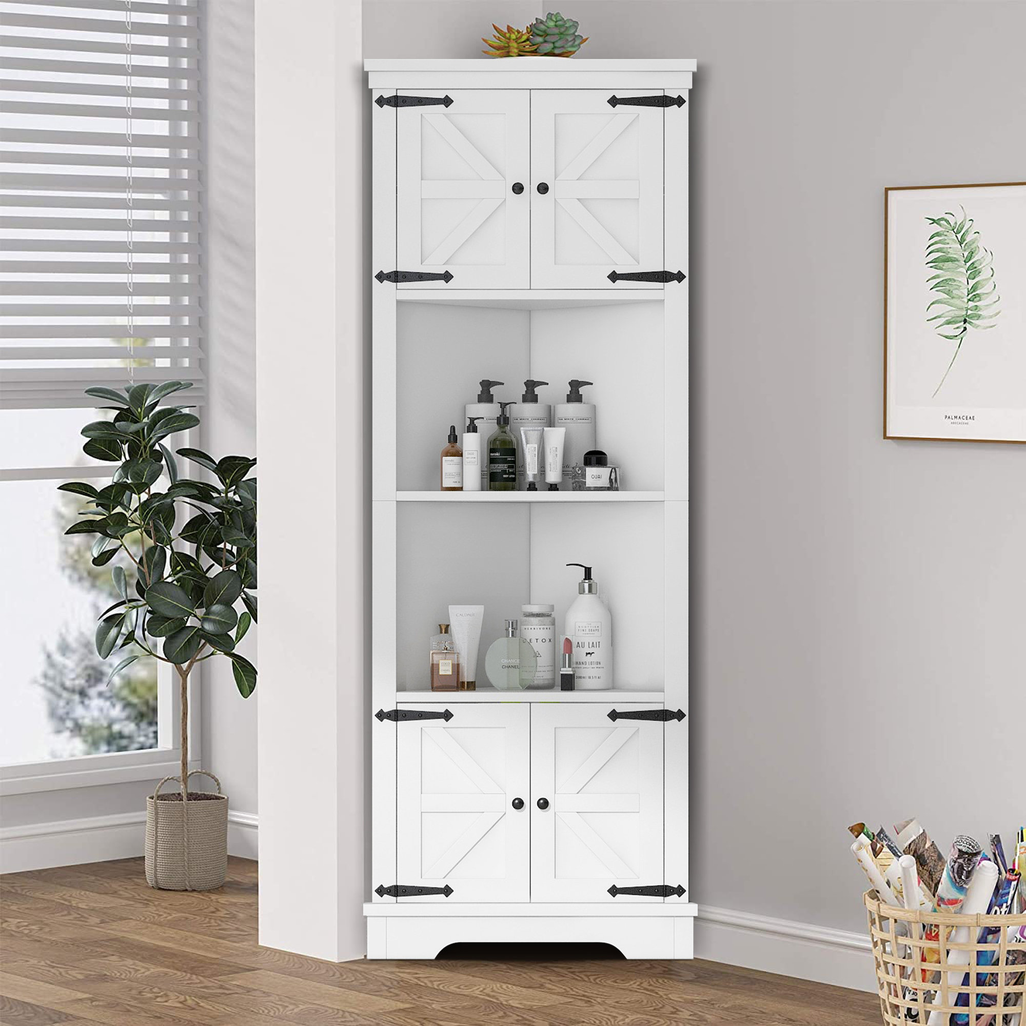 Latitude Run® Freestanding Corner Bathroom Storage Cabinet - Wayfair Canada
