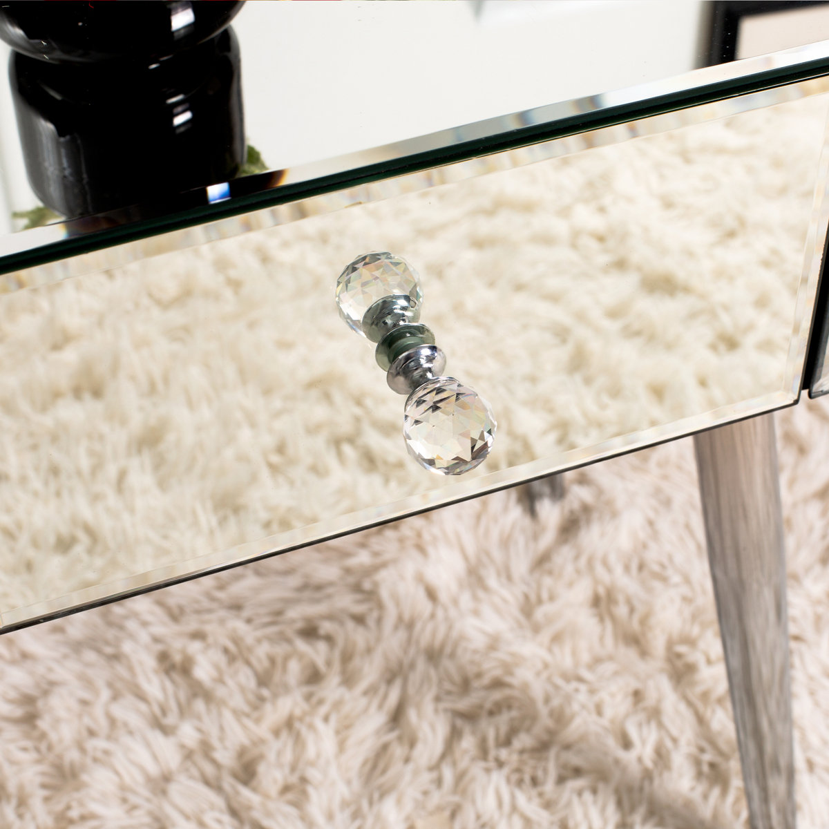 Etta Avenue™ Toby 22'' Tall Glass Nightstand Mirrored & Reviews | Wayfair