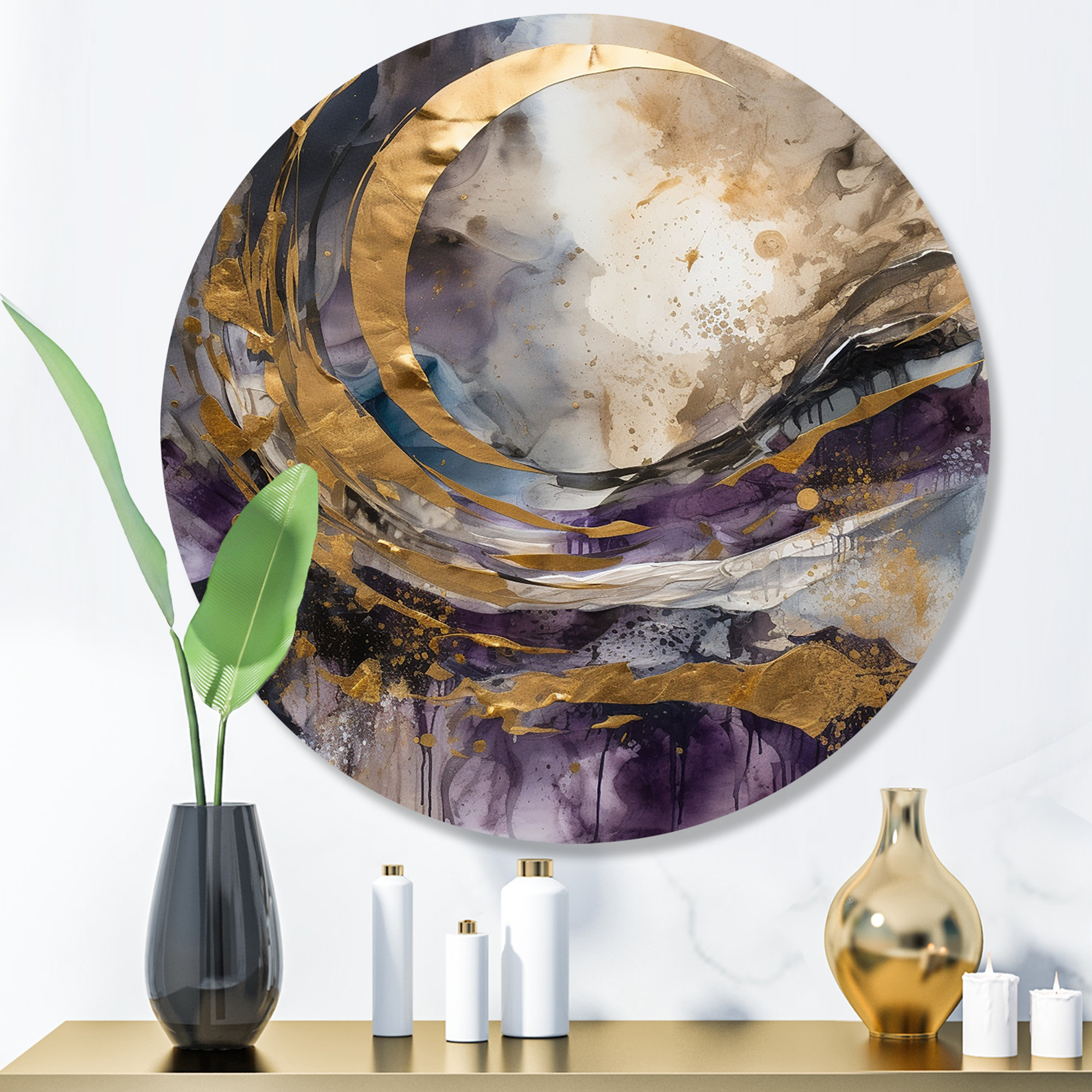 Mercer41 Beily Purple Gold Captivating Liquid Ink - Abstract Marble ...