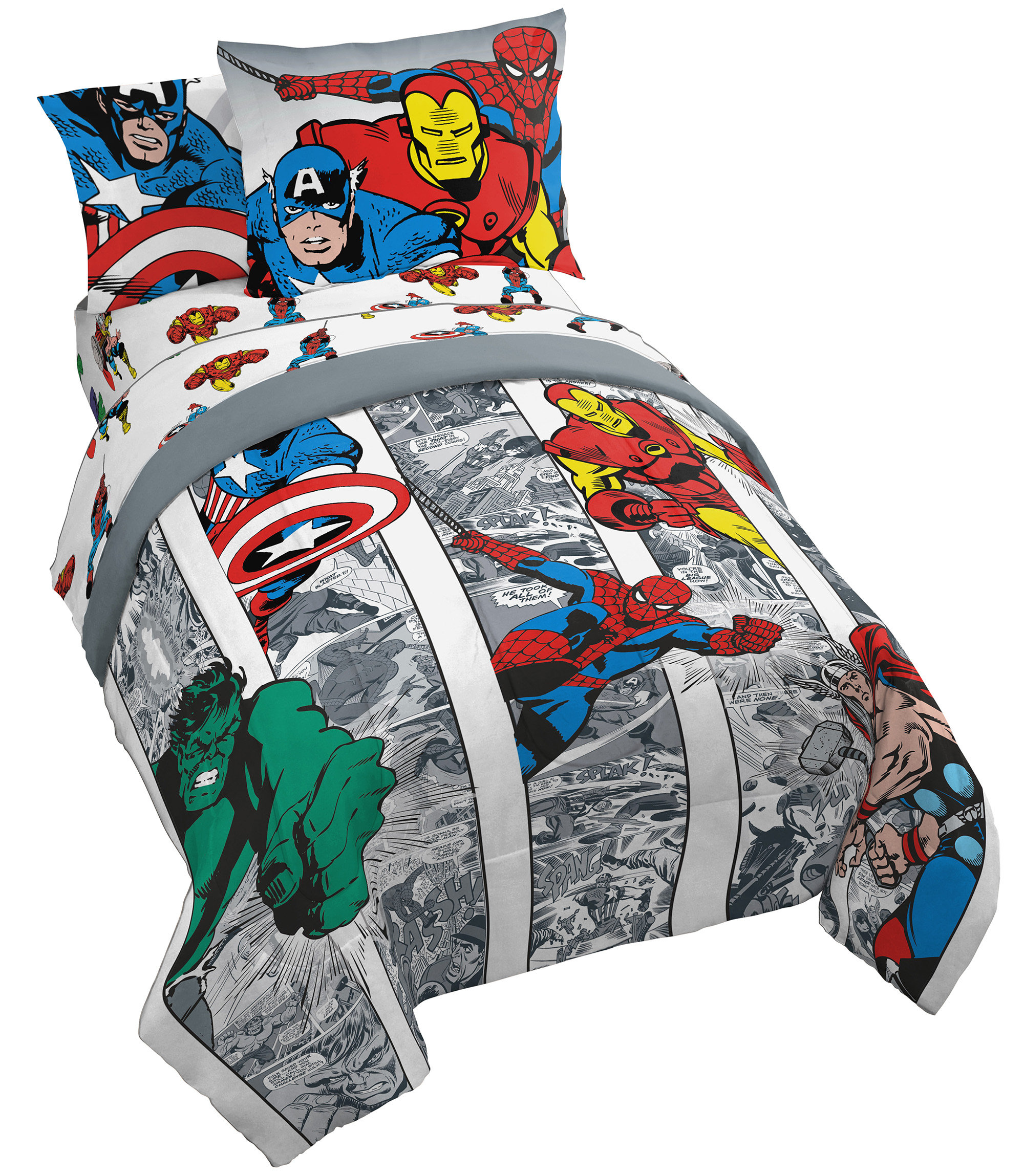 Marvel Avengers Gray Microfiber Reversible 5 Piece Comforter Set ...